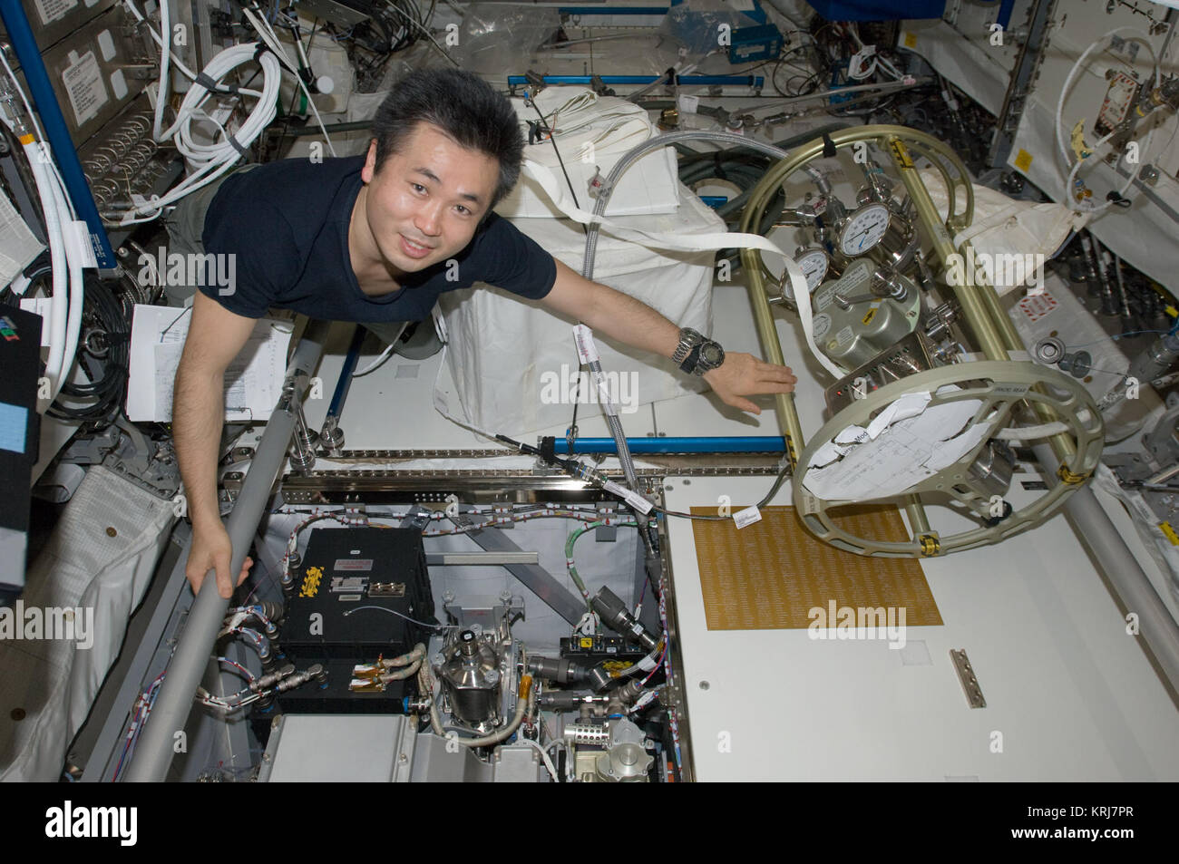 ISS-20 Koichi Wakata works in the Columbus laboratory Stock Photo - Alamy