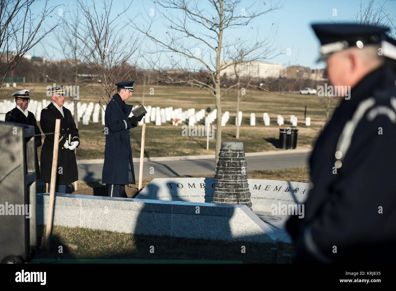 Maj. Steven Rein, U.S. Air Force Chaplain, delivers a committal prayer ...