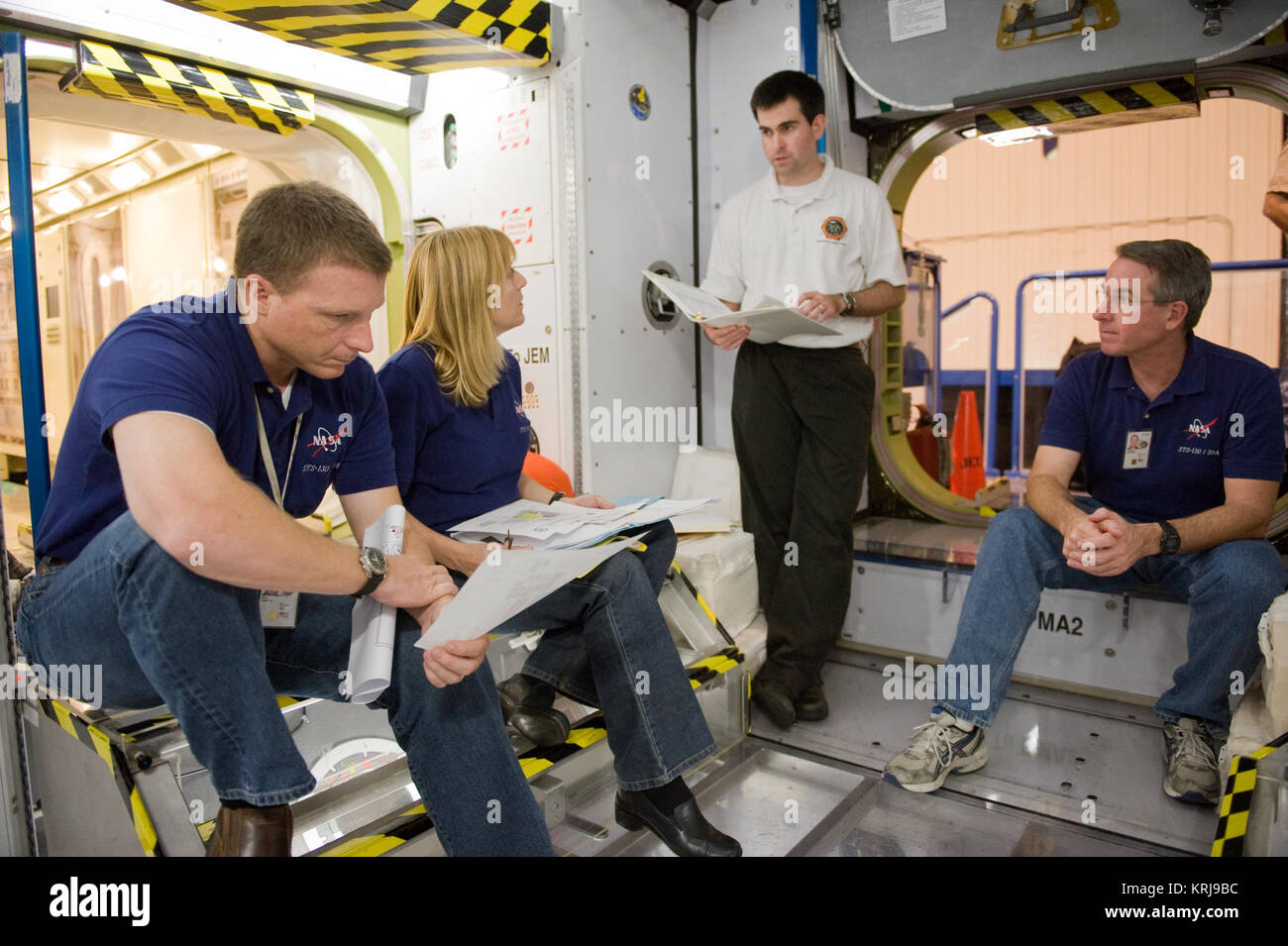 STS-130 crew and Expedition 22 crew member T.J. Creamer during module ...