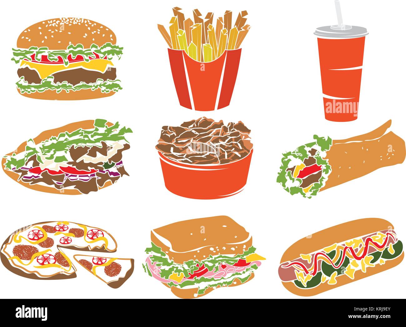 Colorful Icon Set Fast Food I with 16 icons for the creative use in ...