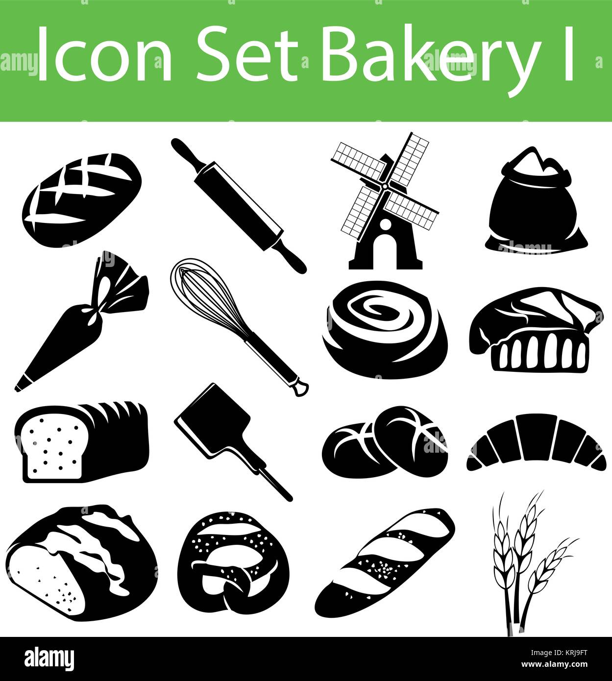 Icon Set Bakery I with 16 icons for the creative use in graphic design ...