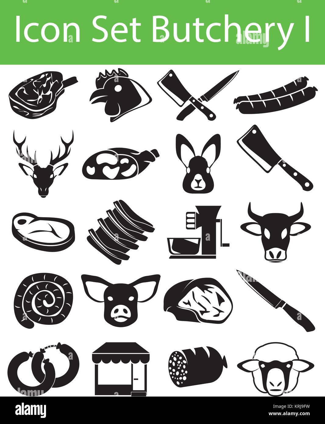 Icon Set Butchery I with 16 icons for the creative use in graphic ...