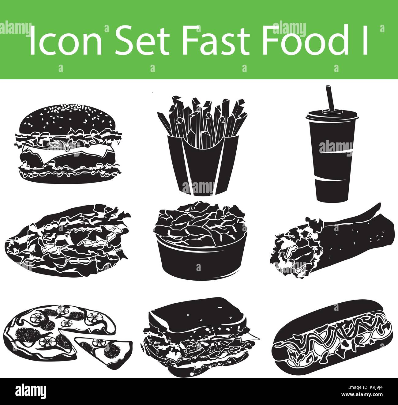 Icon Set Fast Food I with 16 icons for the creative use in graphic ...