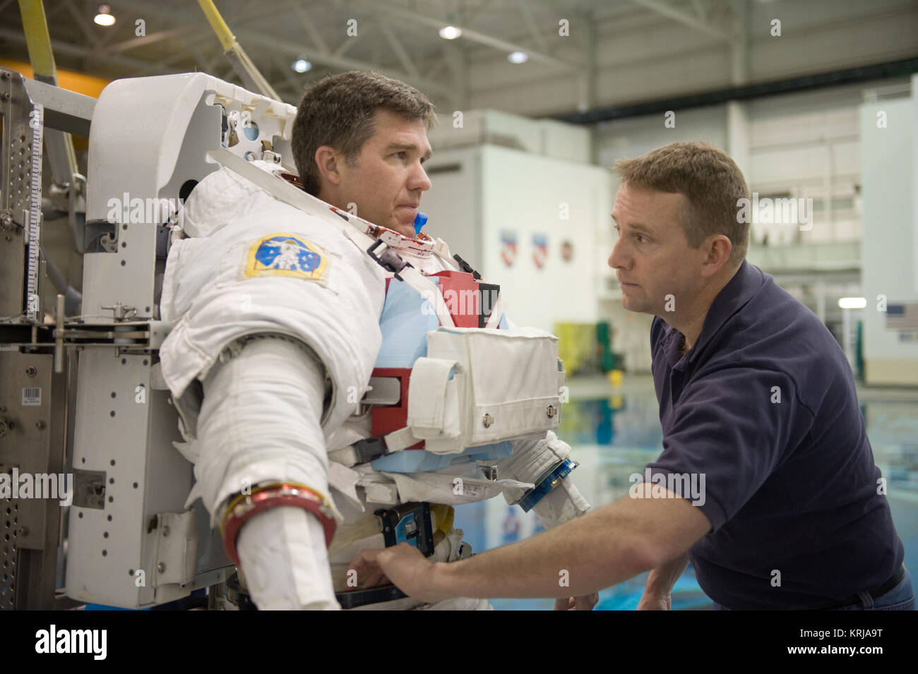 STS-132 crew members Garrett Reisman and Stephen Bowen during ...