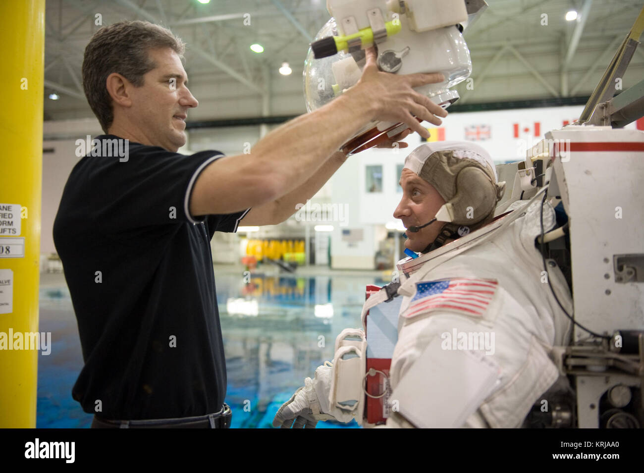 STS-132 crew members Garrett Reisman and Stephen Bowen during ...