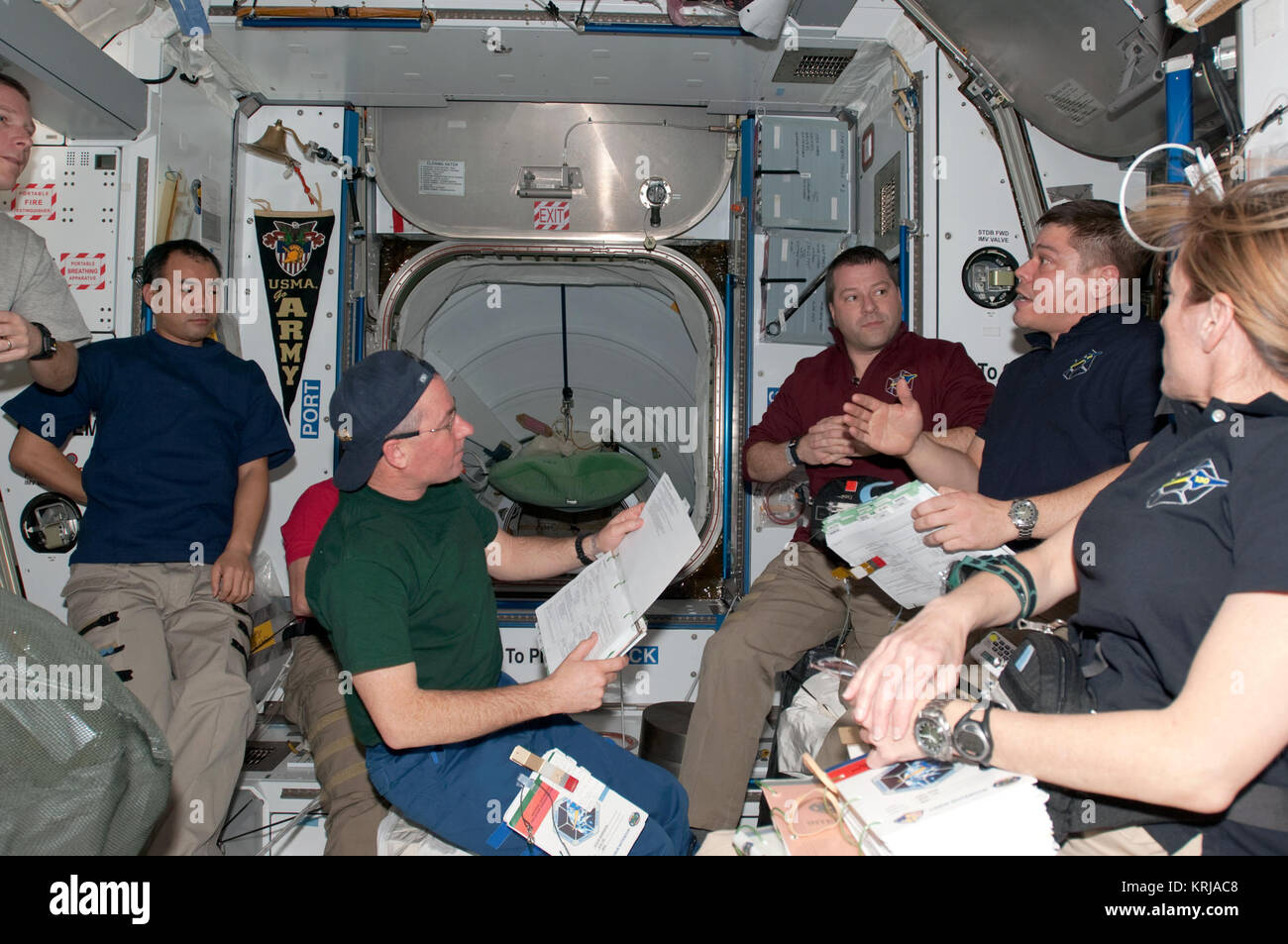 STS-130 crew work Stock Photo - Alamy
