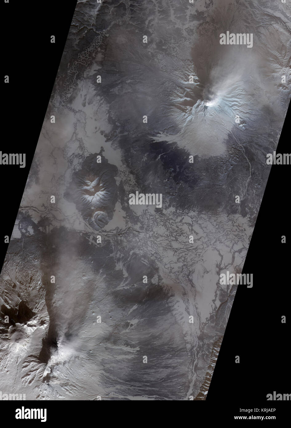 Volcanic Plume over Shiveluch Volcano 2010-02-13 lrg Stock Photo - Alamy