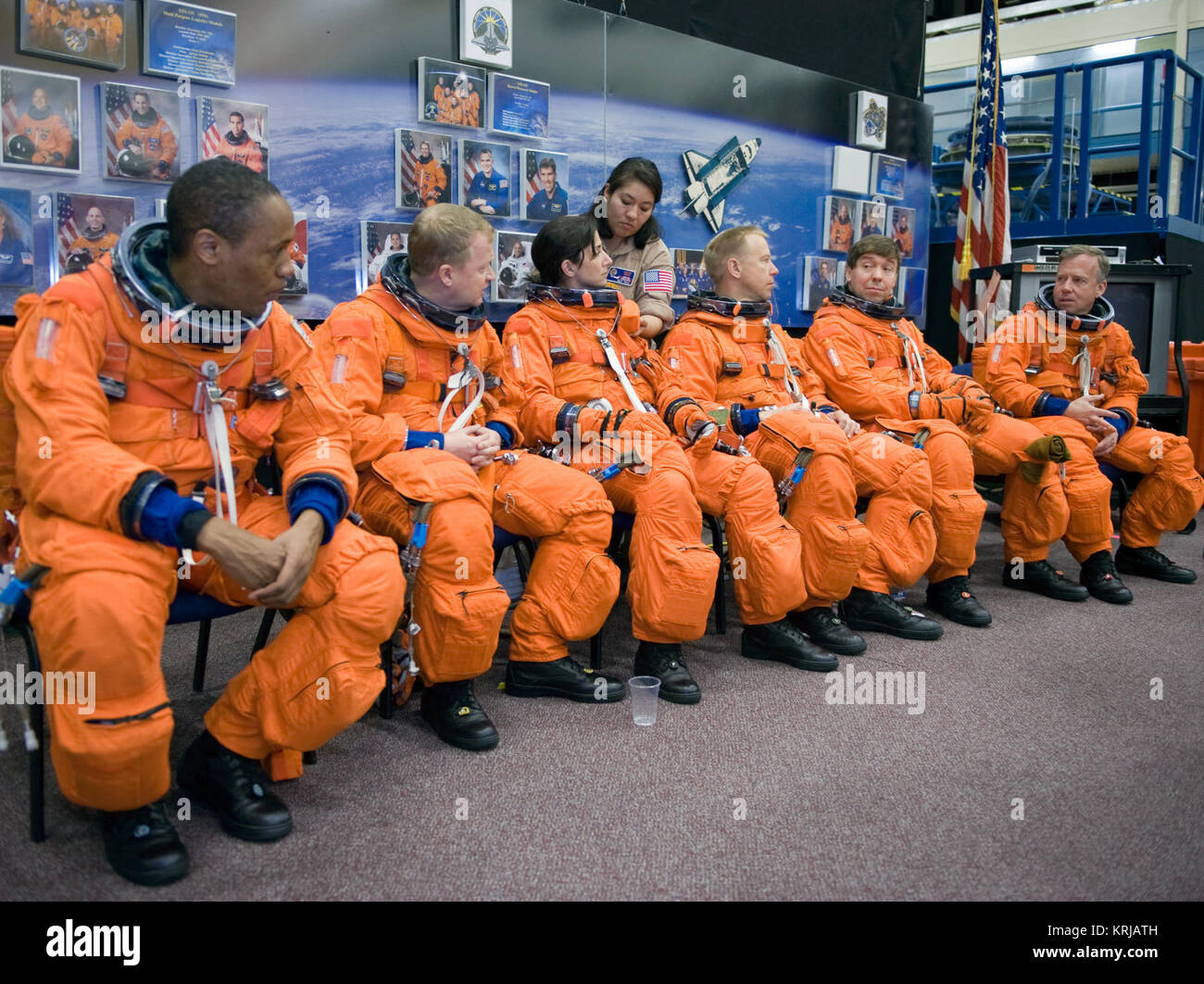 STS-133 crew during CCTII BAILOUT training. Photo Date: March 26, 2010. Location: Building 9NW ...