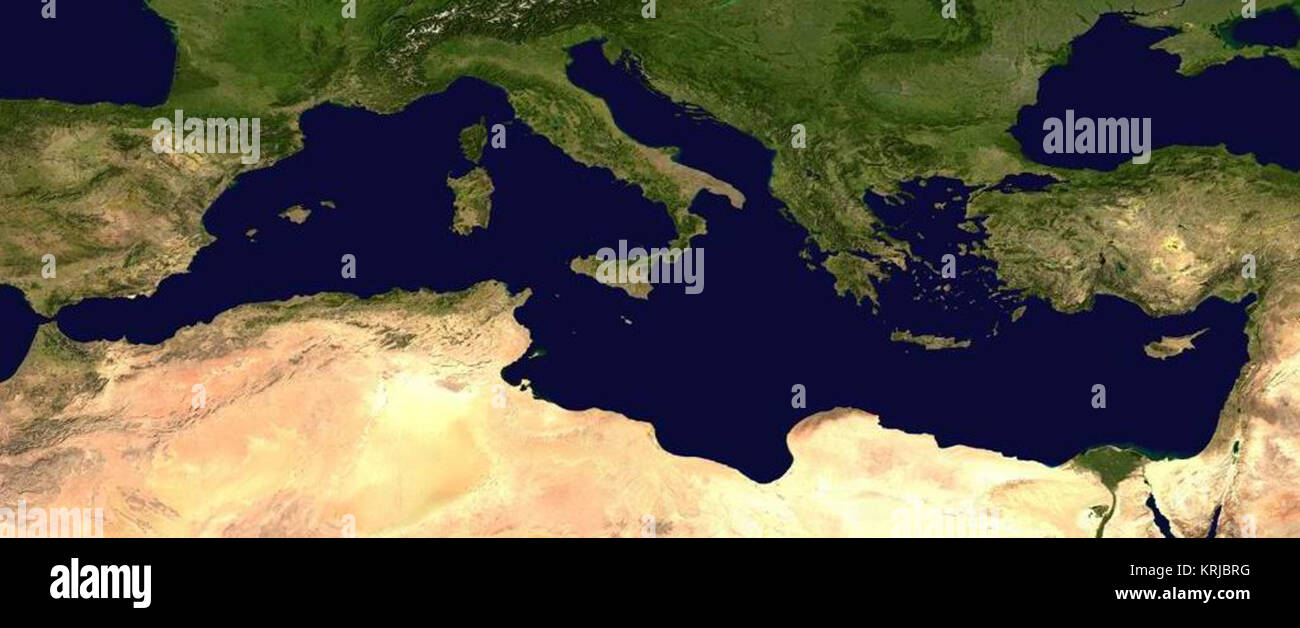 Mittelmeer aus Visible Earth - Blue Marble Stock Photo - Alamy