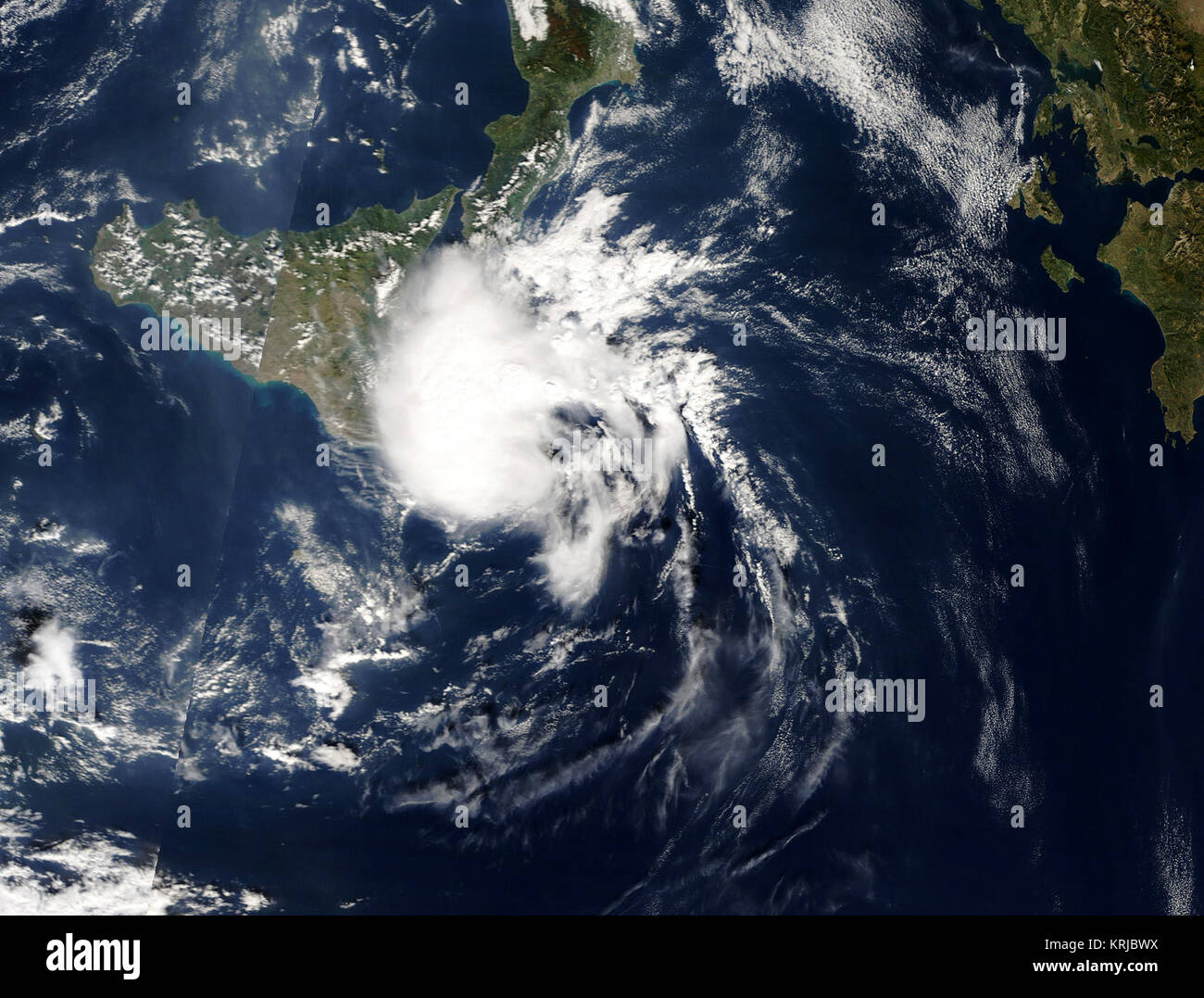 Mediterranean tropical cyclone October 27 2005 Stock Photo - Alamy