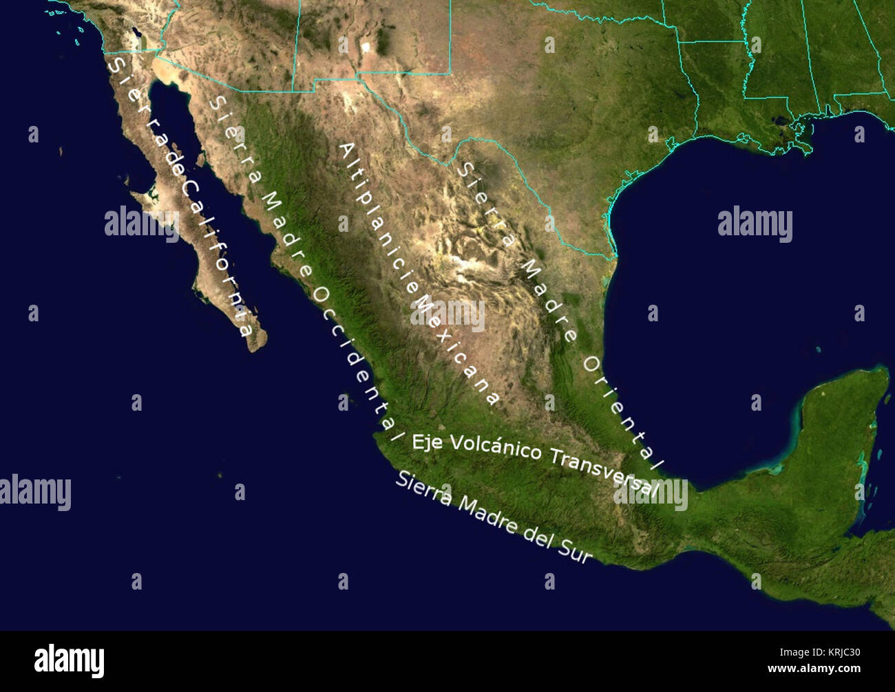 Geographic Map of Mexico Stock Photo - Alamy