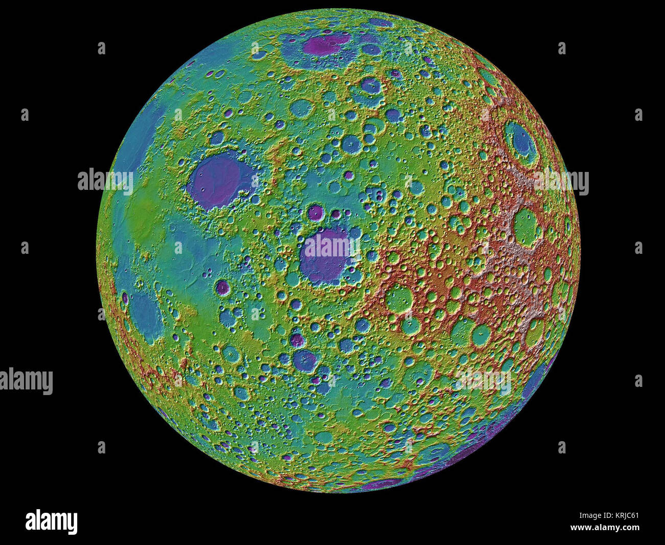 LRO eastern limb lunar topographic map Stock Photo - Alamy