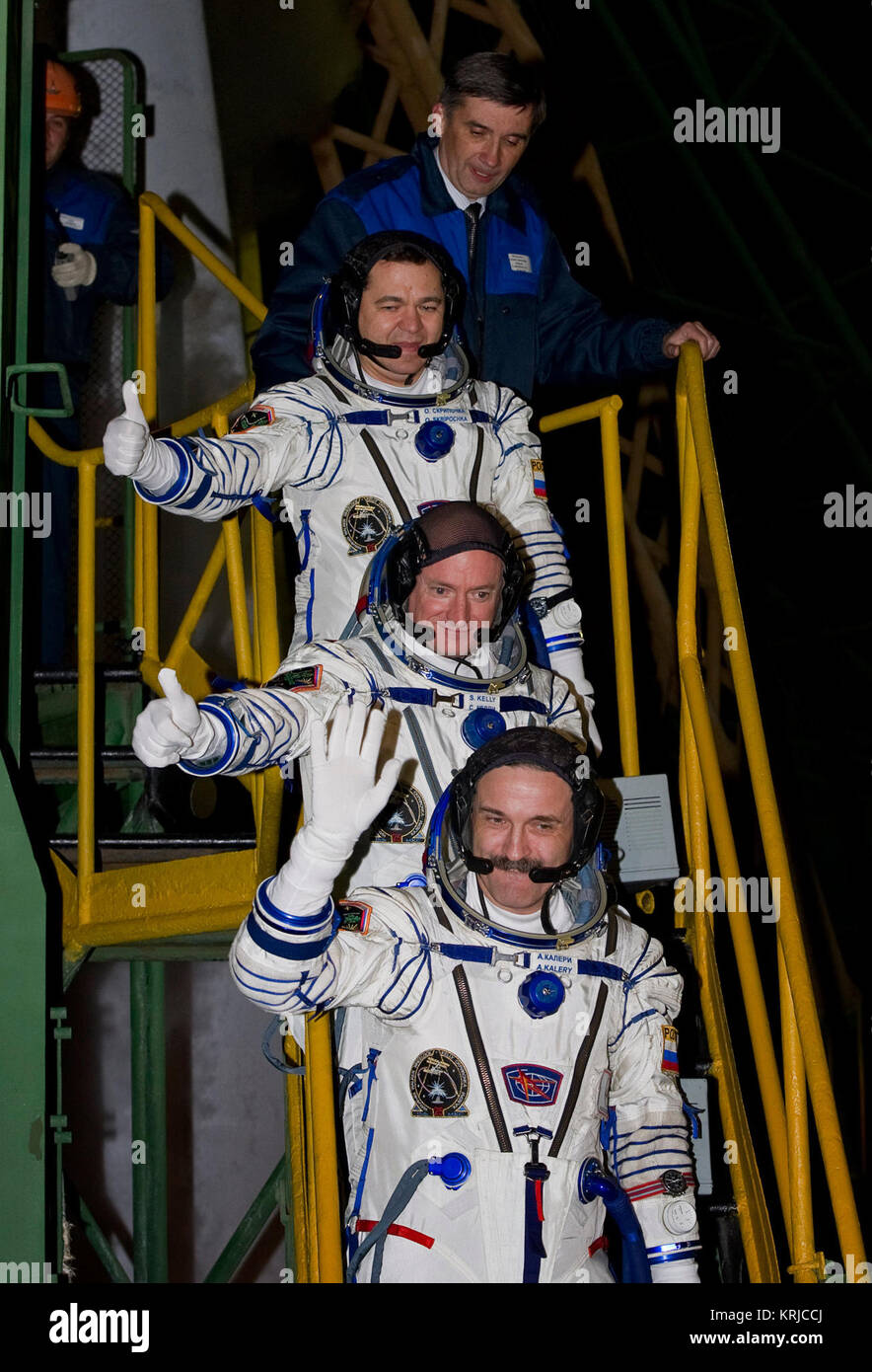 Expedition 25 Soyuz Commander Alexander Kaleri of Russia, bottom, NASA ...