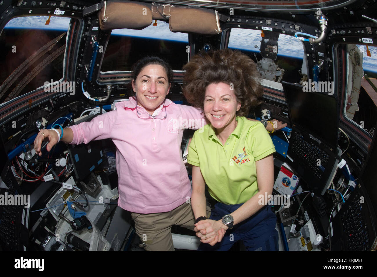 STS-133 ISS-26 Nicole Stott and Cady Coleman Stock Photo - Alamy