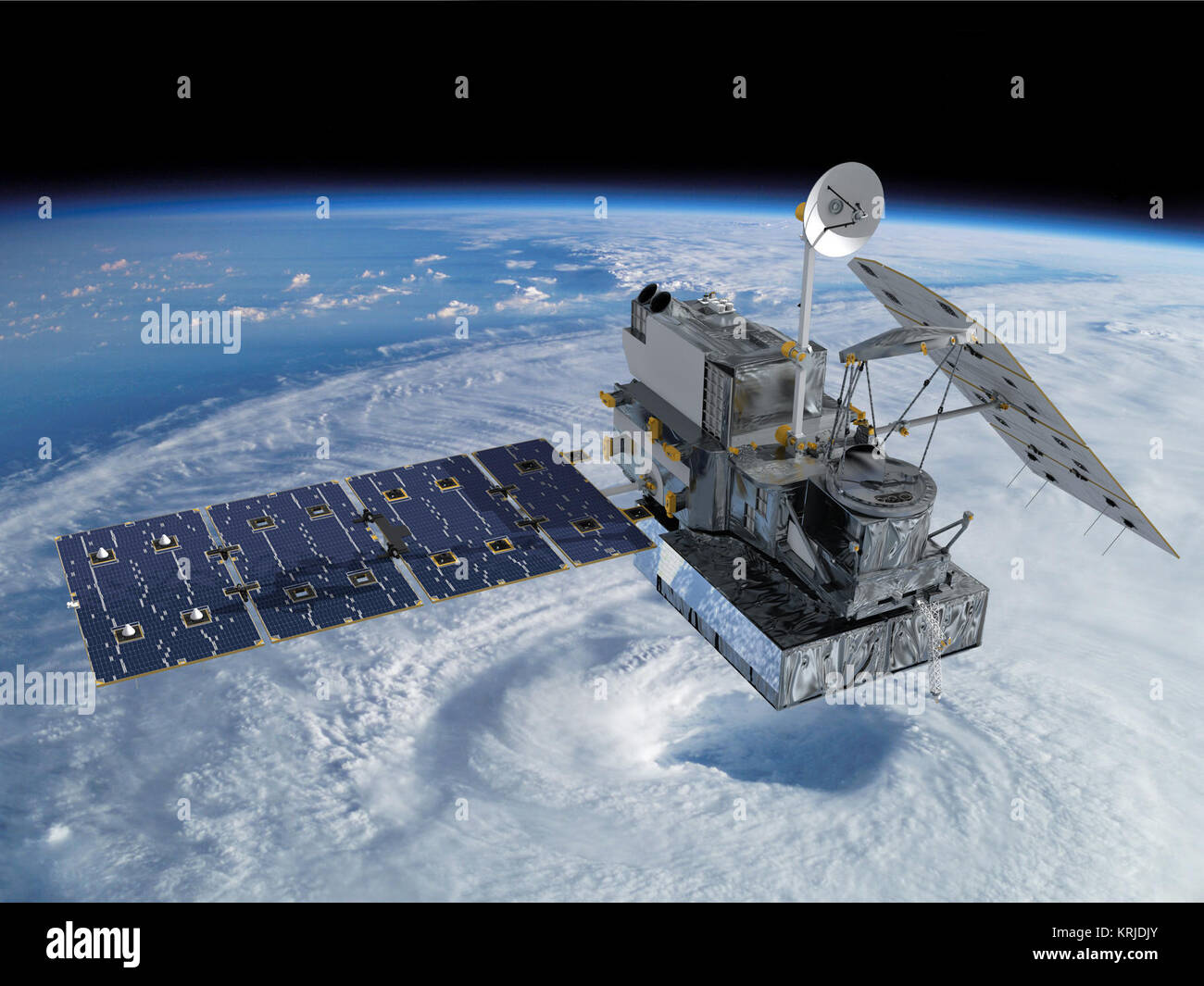 Visualization of the GPM Core Observatory satellite orbitting the planet earth. Credit: Britt ...