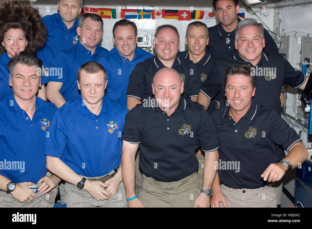 STS-134 and Expedition 27 joint crew portrait Stock Photo - Alamy