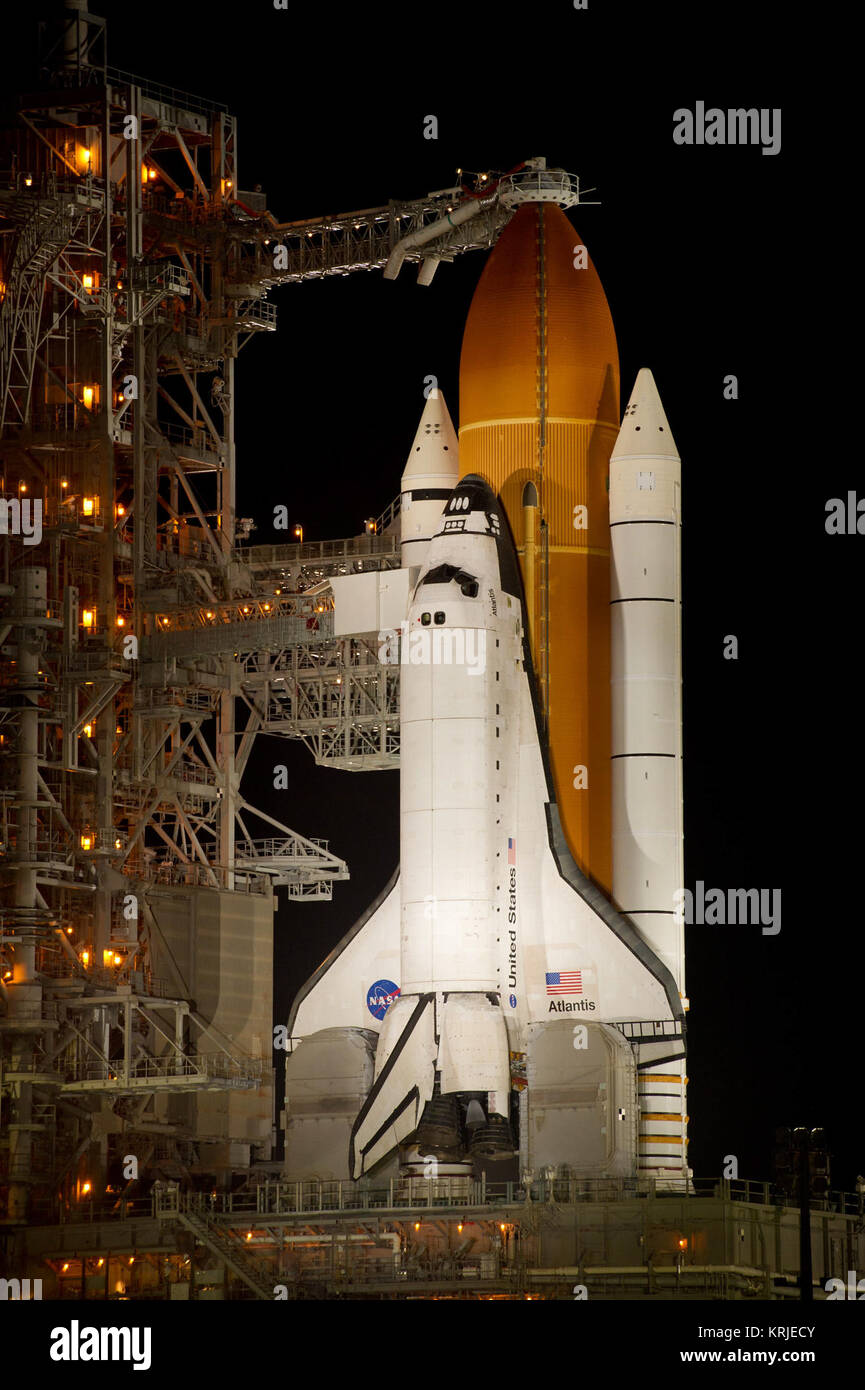 The space shuttle Atlantis is seen shortly after the rotating service ...