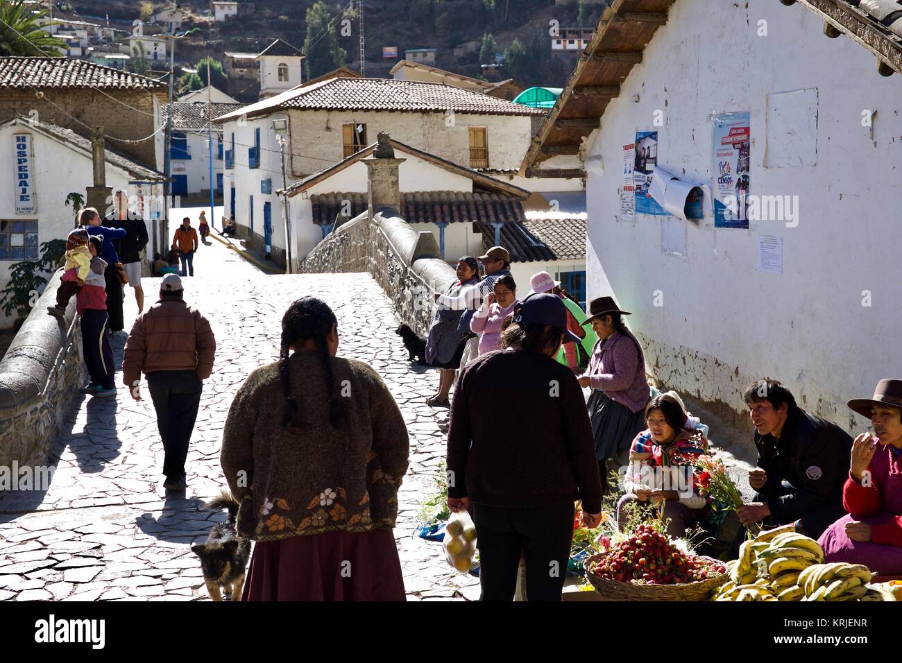 Puente colonial Carlos Tercero Paucartambo Peru. Stone bridge Carlos ...