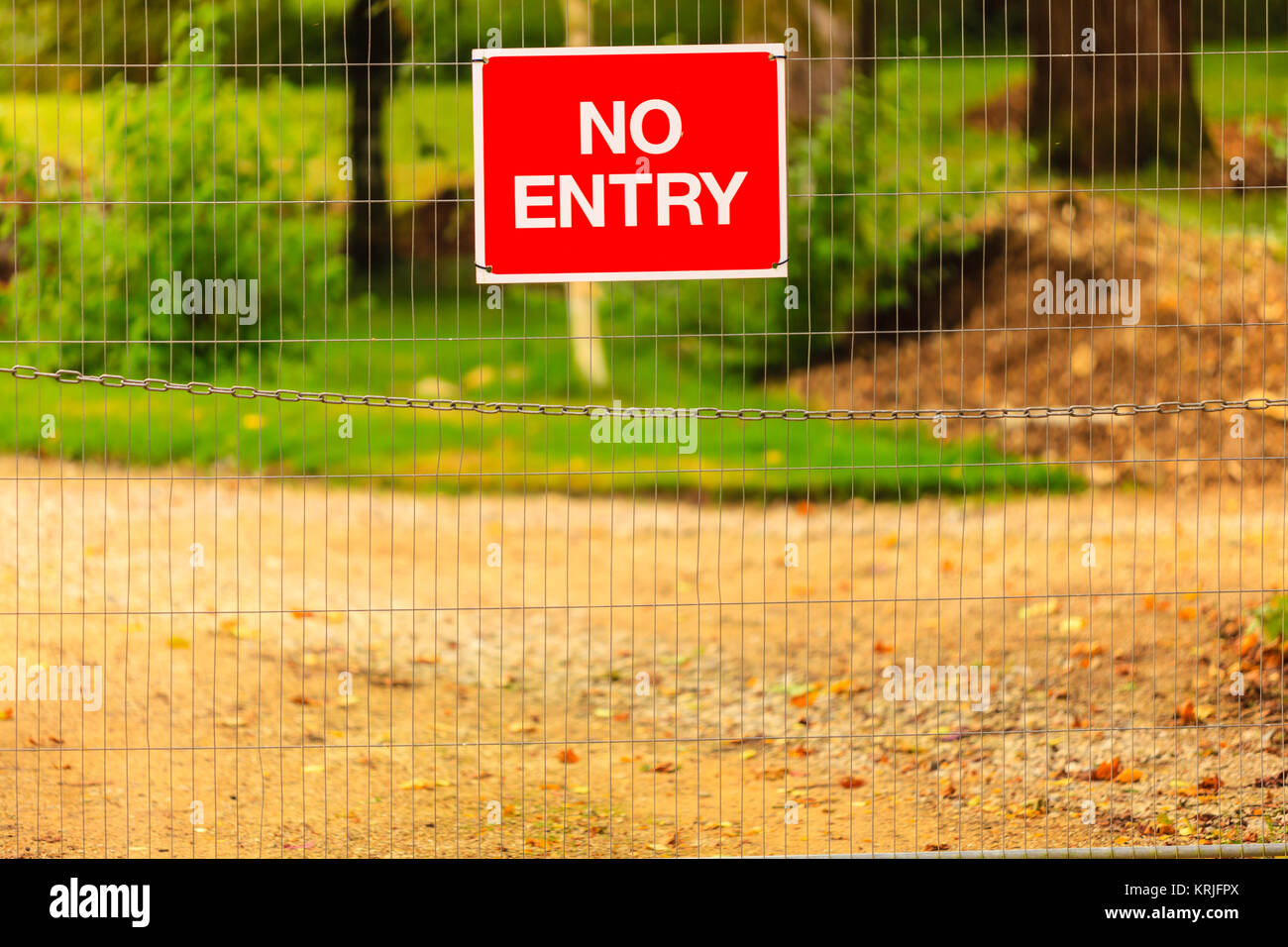 Not Enter sign outdoor on fence to restricted area of property Stock ...