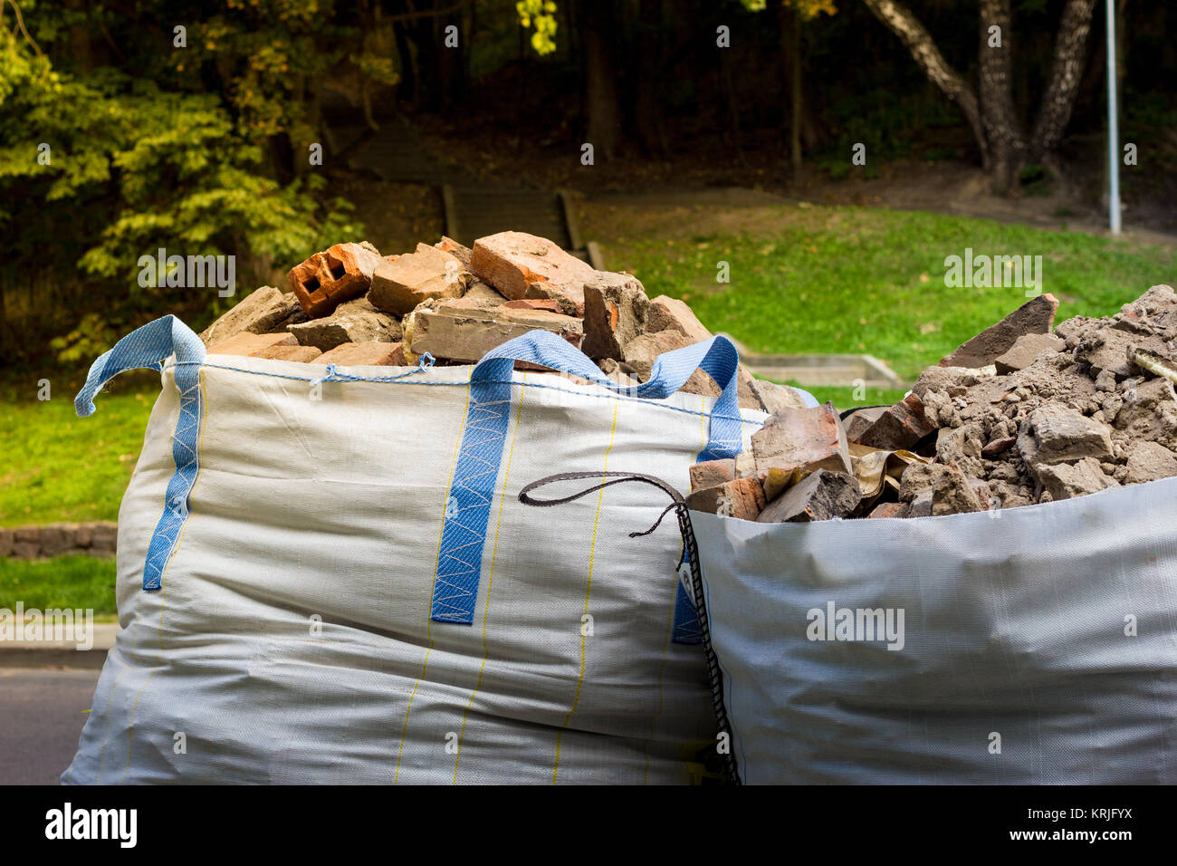 Wastes from the production or renovation. Two big bags container with ...