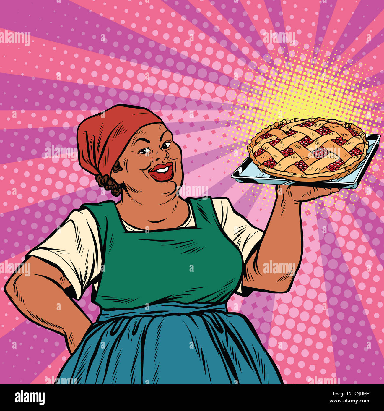 Retro old female African-American berry pie Stock Photo - Alamy