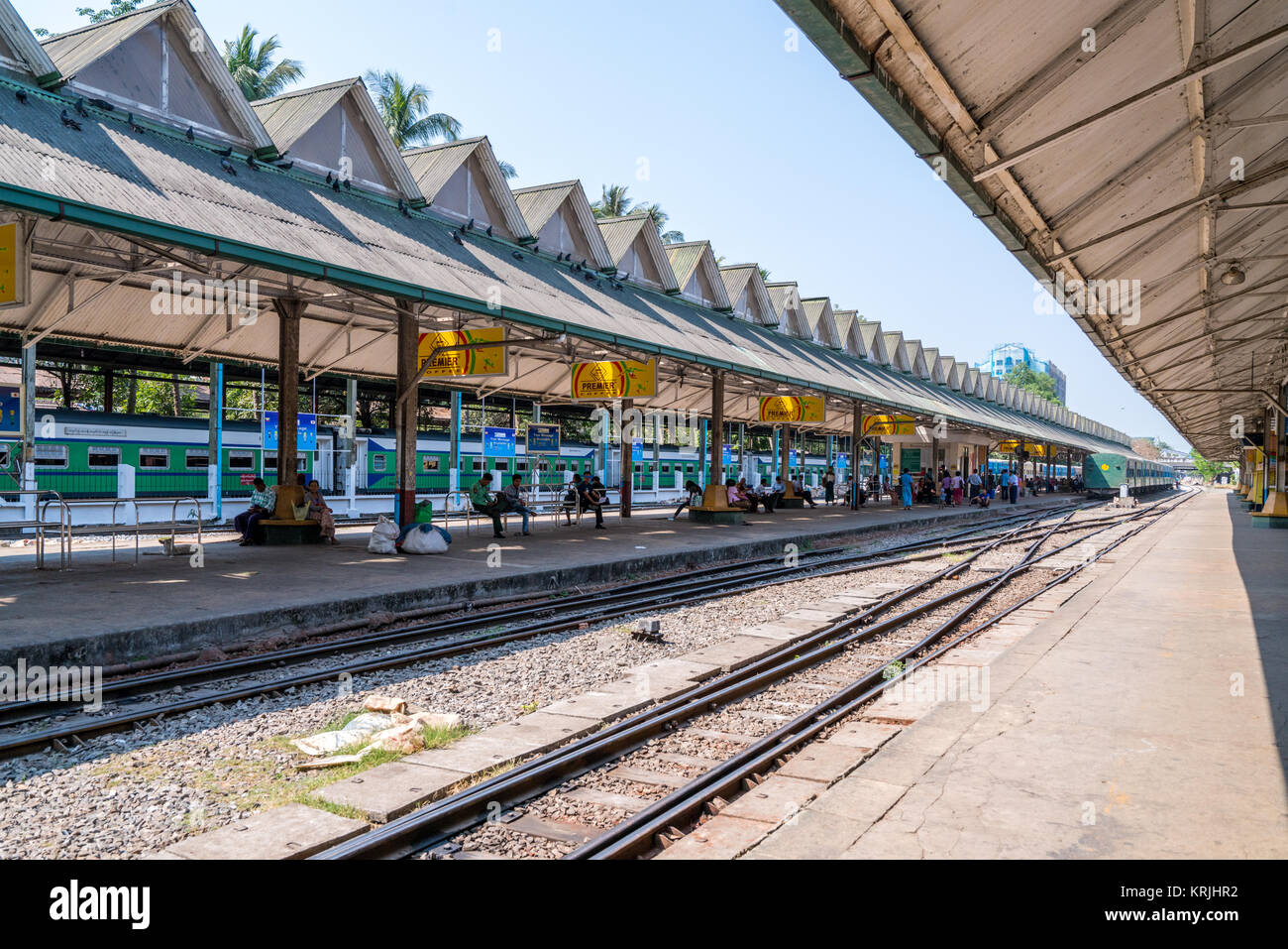 Train station in Yangon, Myanmar Stock Photo - Alamy