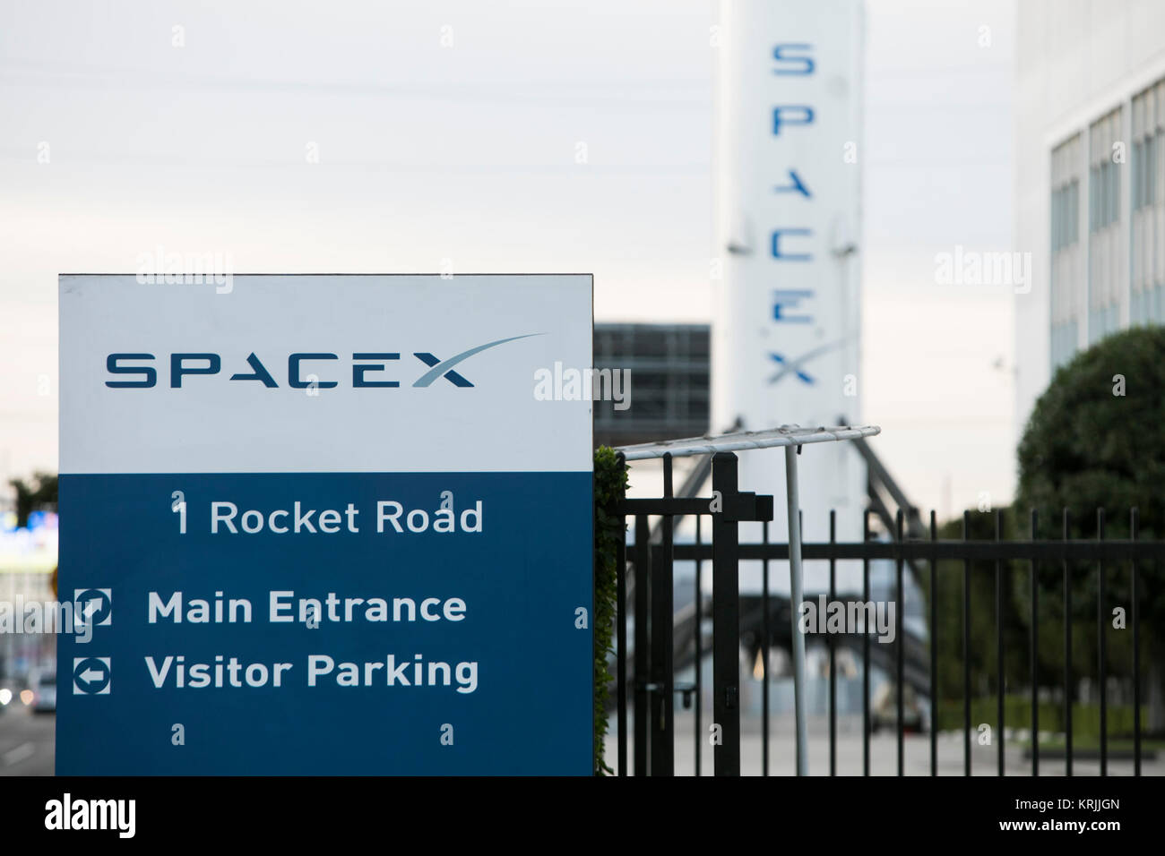 A logo sign outside of the headquarters of Space Exploration ...