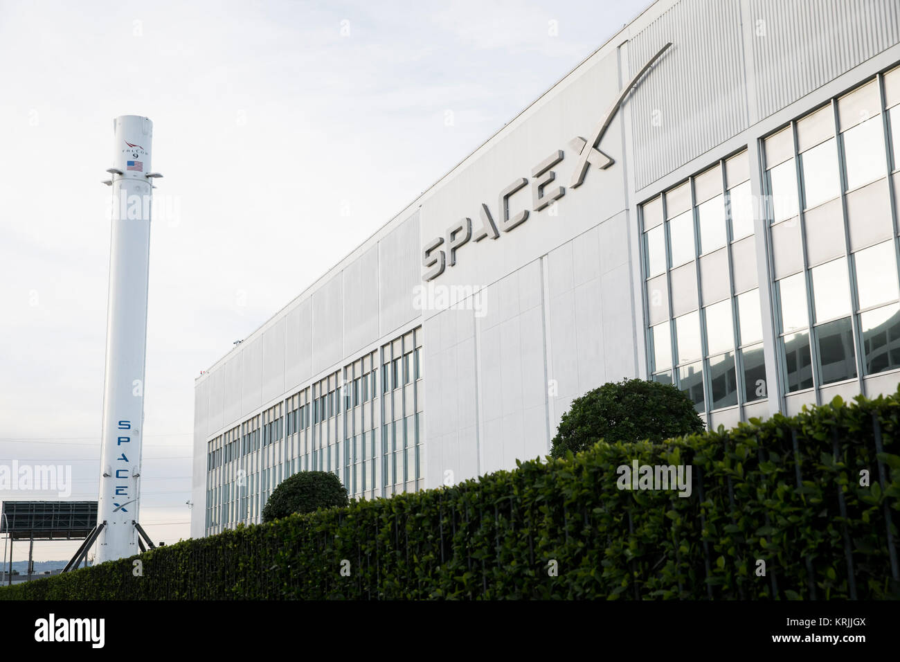 A logo sign outside of the headquarters of Space Exploration ...