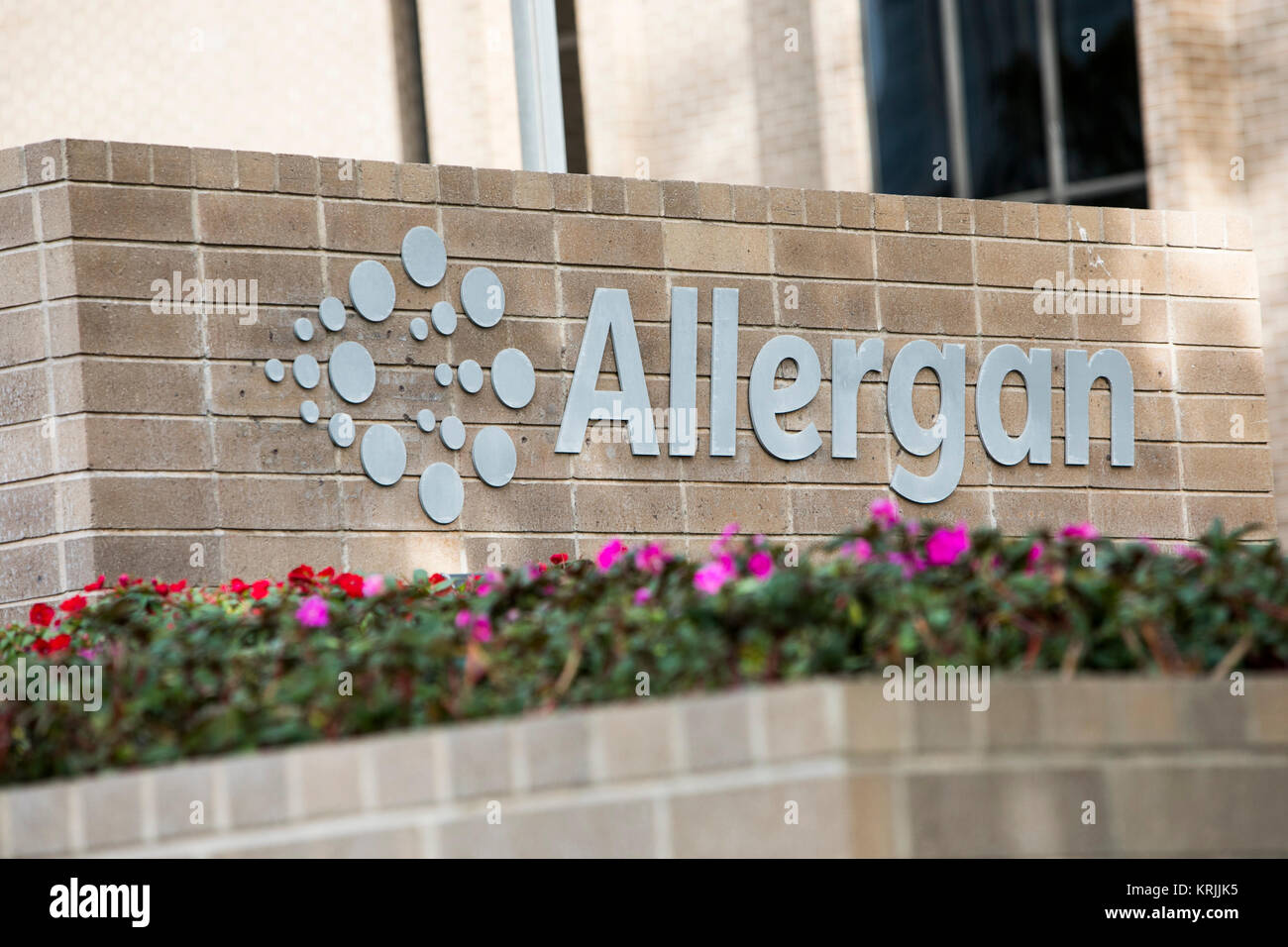 A logo sign outside of the headquarters of Allergan in Irvine ...