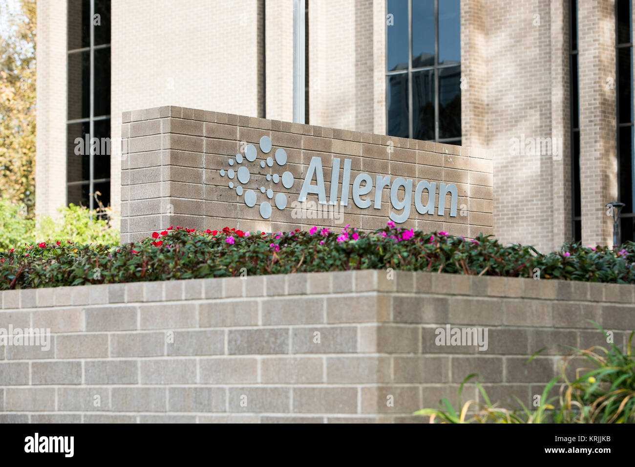 A logo sign outside of the headquarters of Allergan in Irvine ...