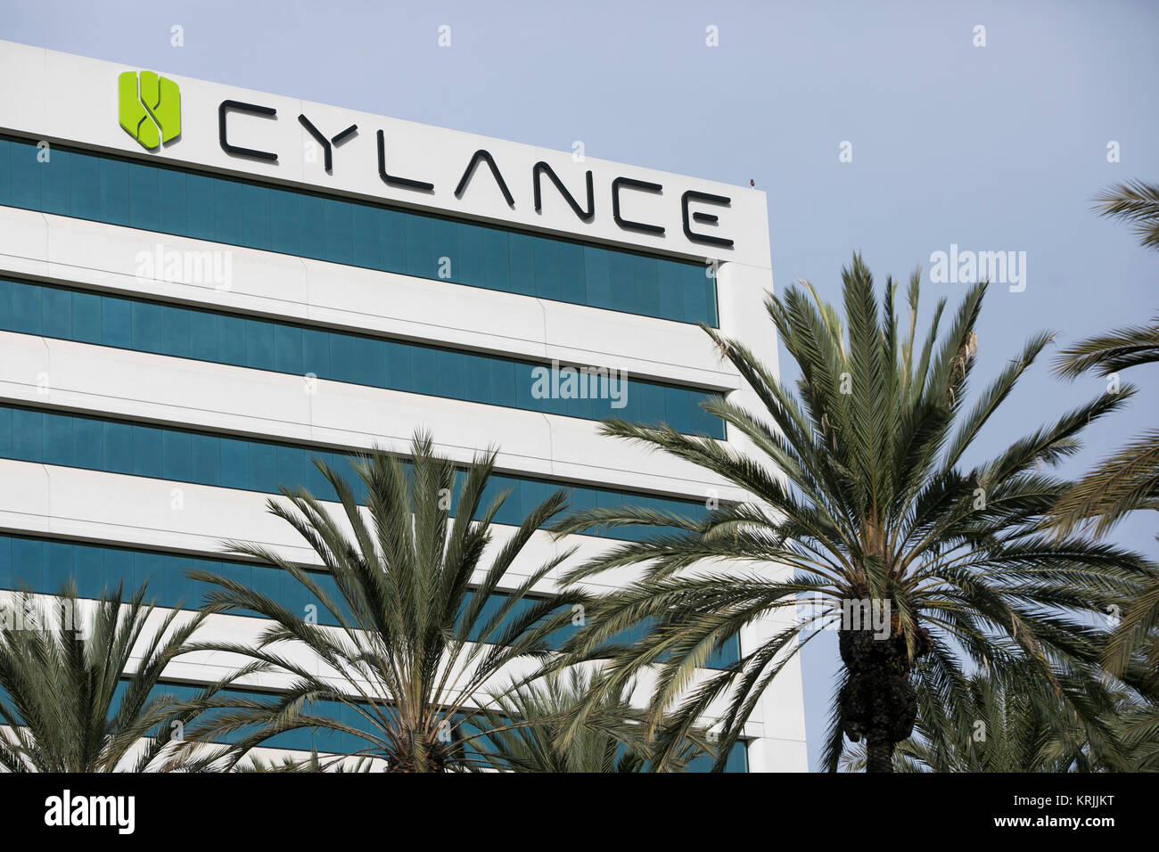 A logo sign outside of the headquarters of Cylance Inc., in Irvine ...