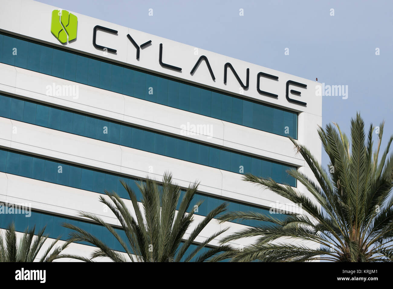 A logo sign outside of the headquarters of Cylance Inc., in Irvine ...