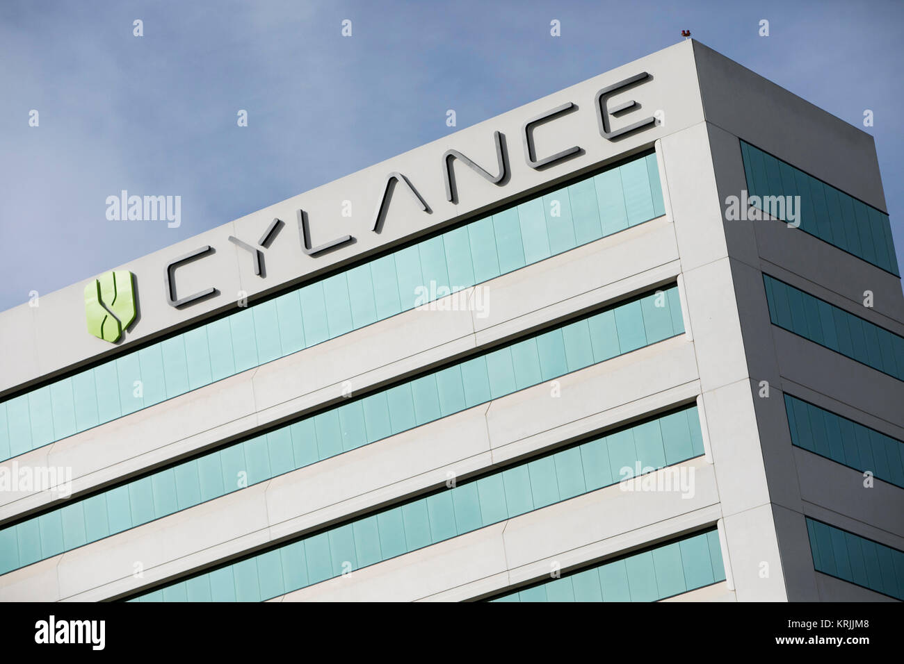 A logo sign outside of the headquarters of Cylance Inc., in Irvine ...