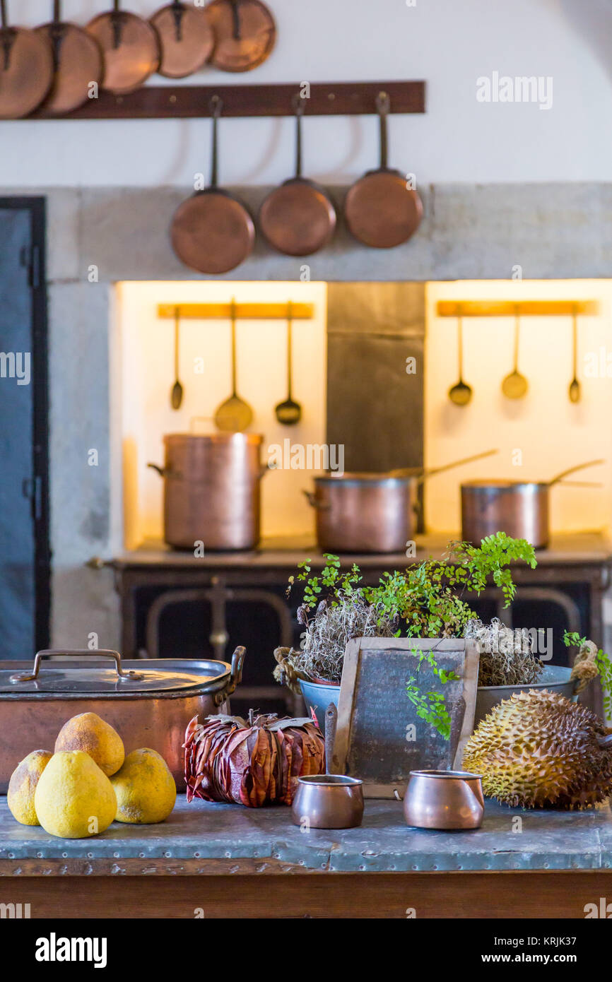 interior old kitchen with vintage kitchenware Stock Photo - Alamy