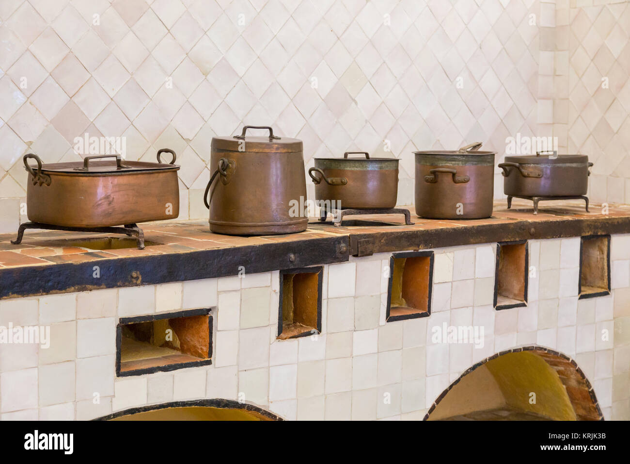 interior old kitchen with vintage kitchenware Stock Photo - Alamy