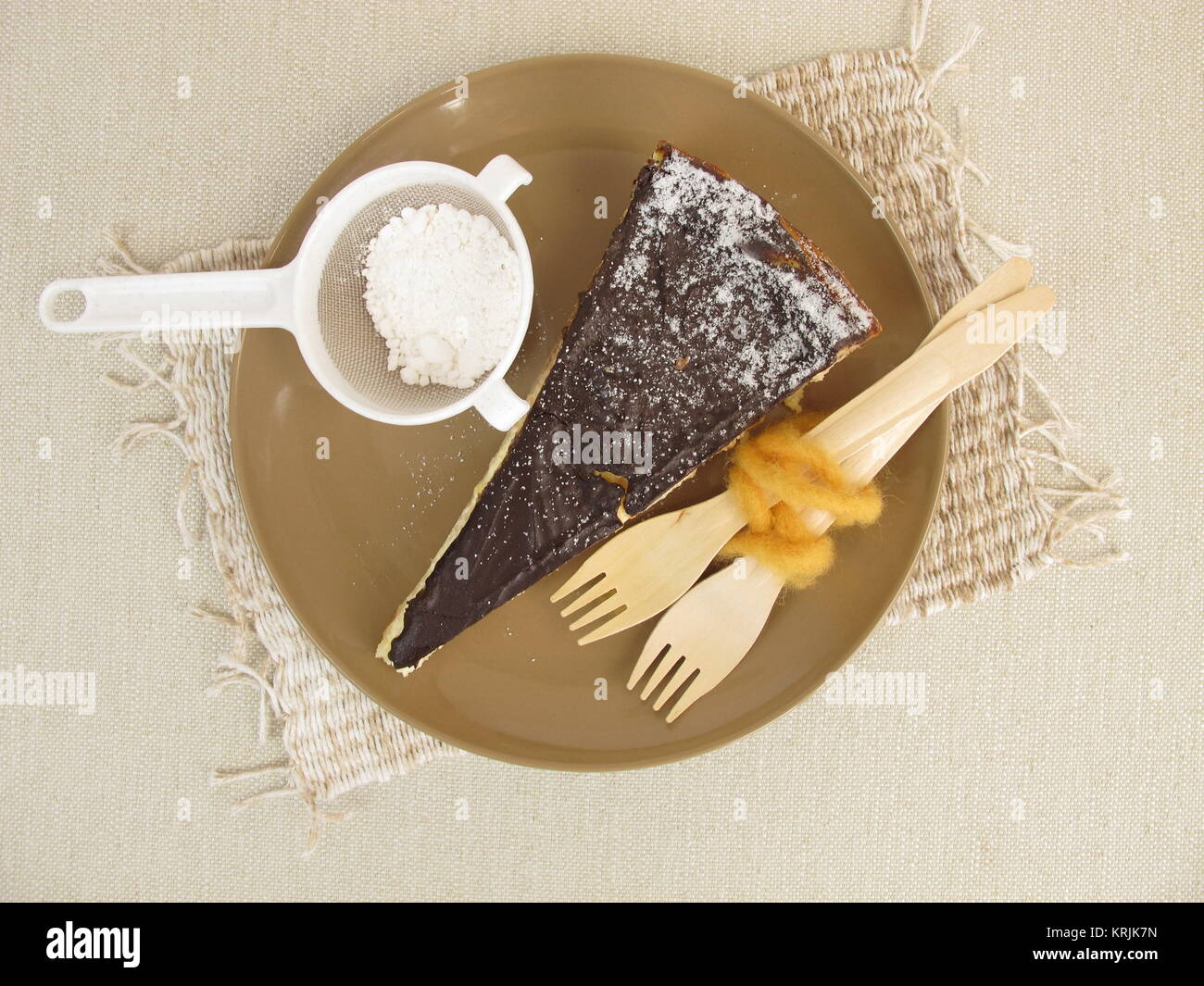 quark cake with chocolate pouring Stock Photo - Alamy