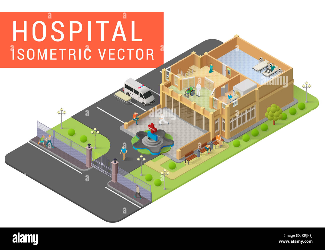 Hospital building ambulance 3d illustration hi-res stock photography ...