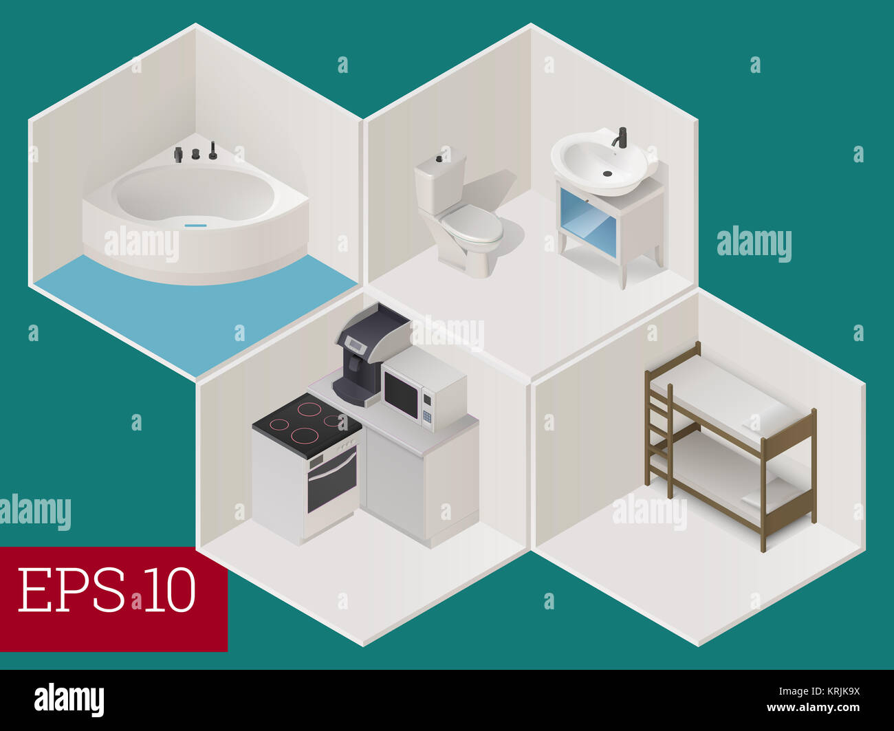 interior room isometric vector illustration Stock Photo - Alamy