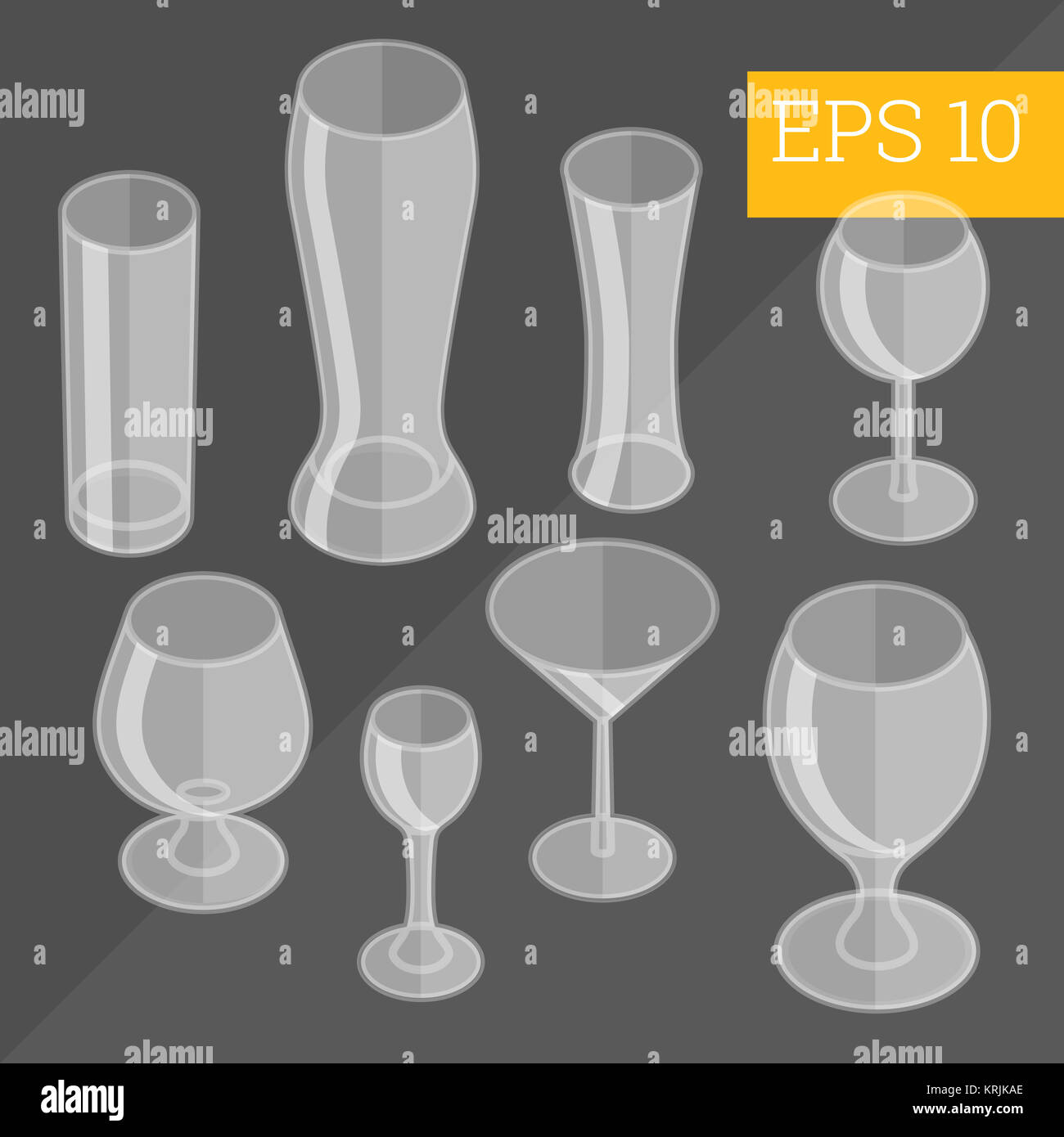glassware isometric vector illustration Stock Photo - Alamy