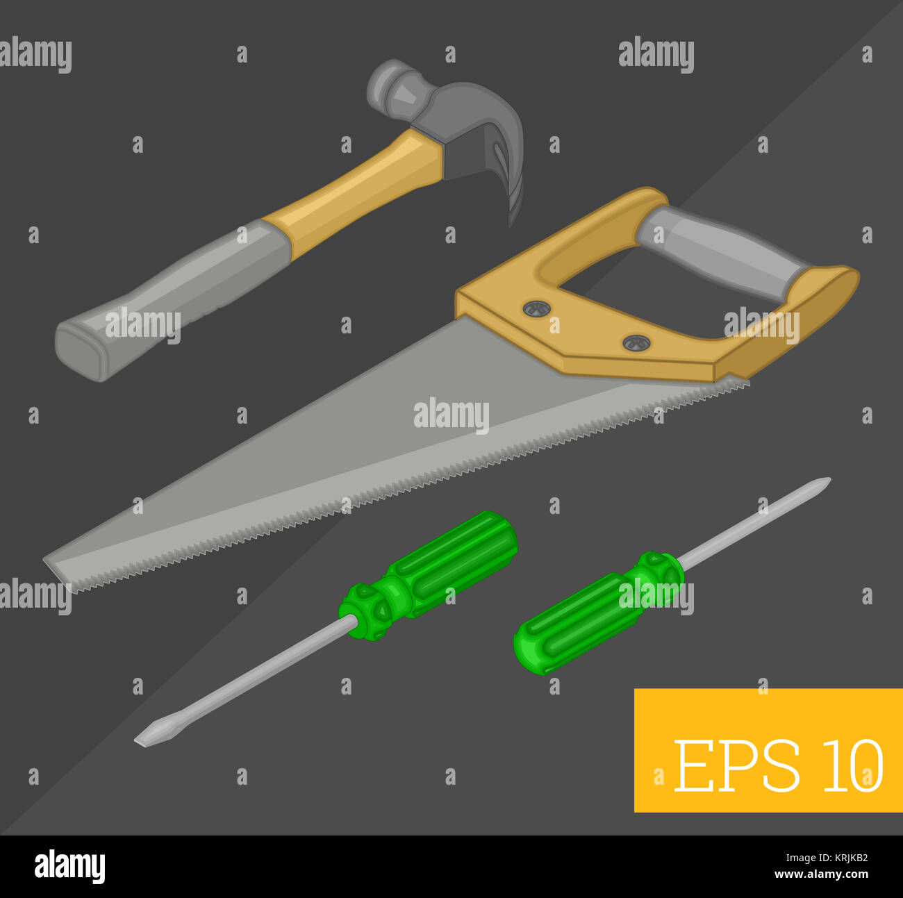 tools collection isometric vector illustration Stock Photo - Alamy