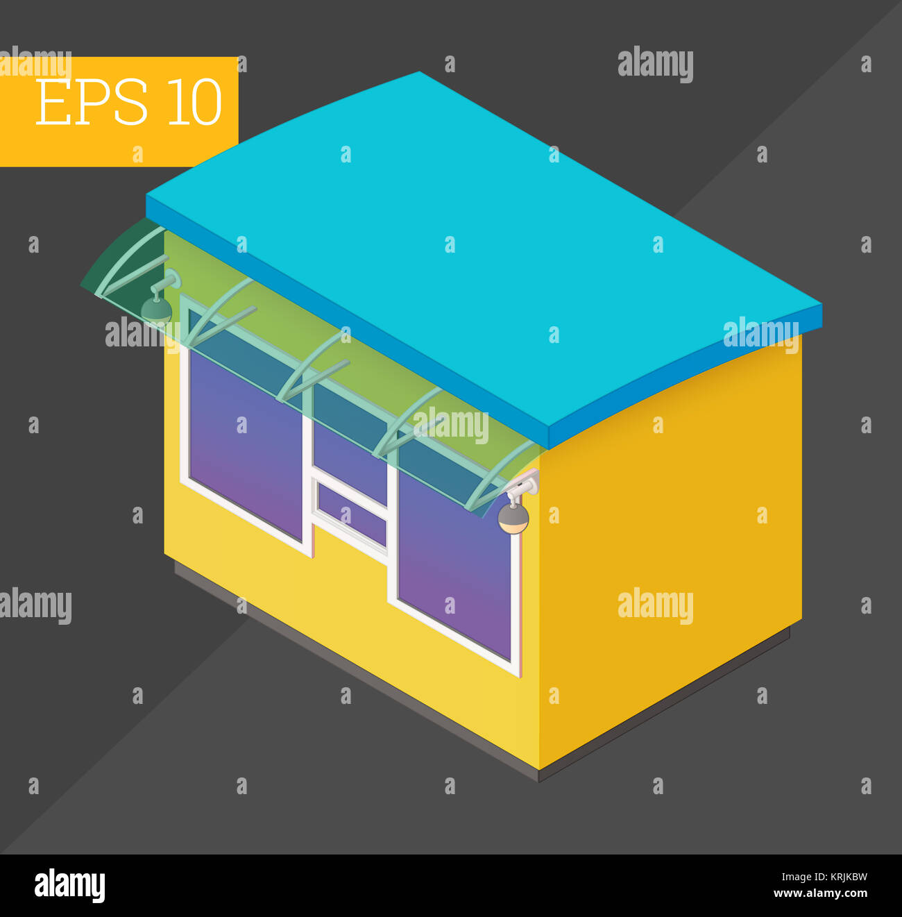 counter kiosk isometric vector illustration Stock Photo - Alamy