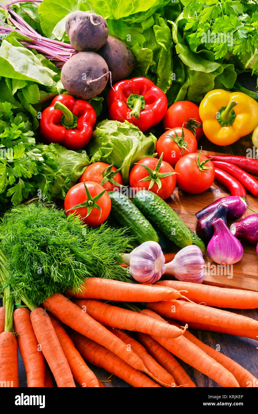 Composition with variety of fresh organic vegetables Stock Photo - Alamy