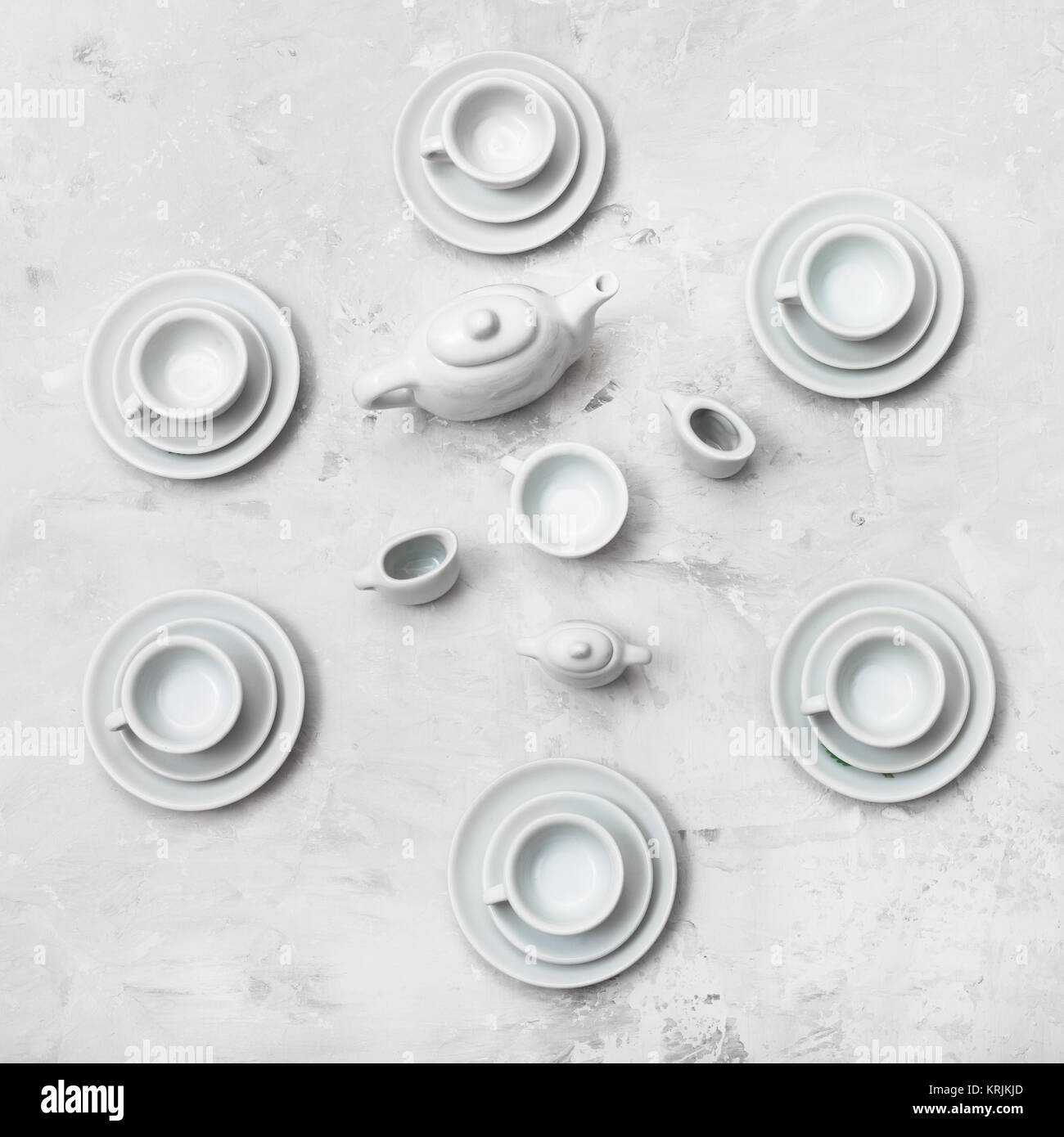top view of tea set on concrete board Stock Photo - Alamy