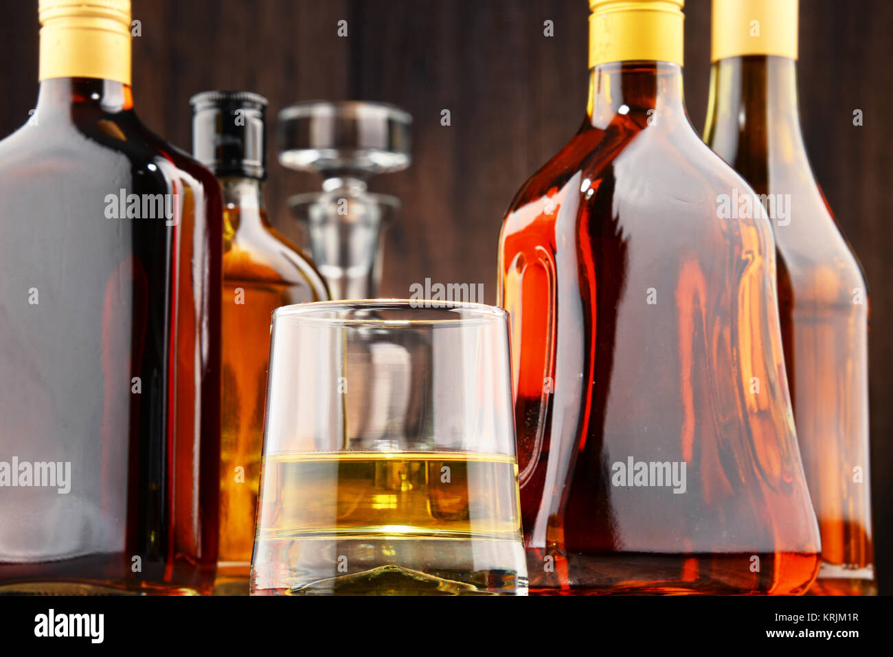 Bottles of assorted alcoholic beverages Stock Photo - Alamy