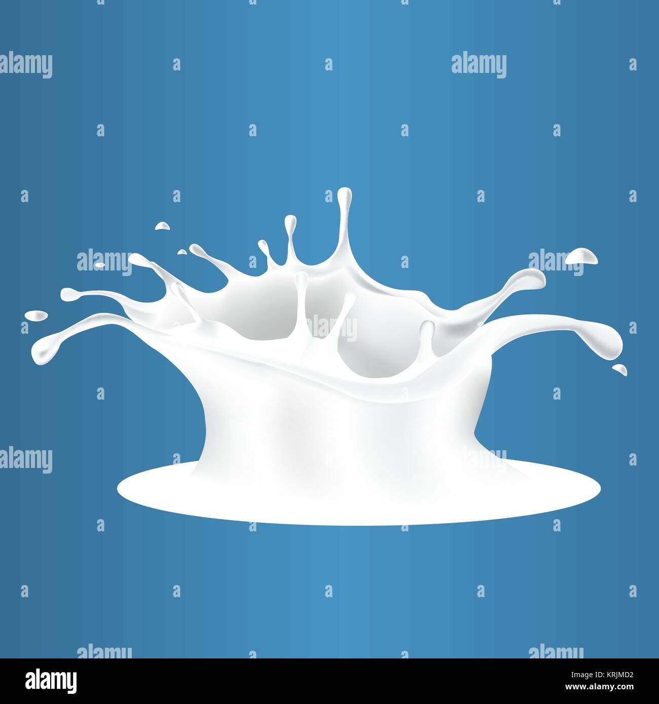 Abstract realistic milk drop with splashes isolated on blue background ...