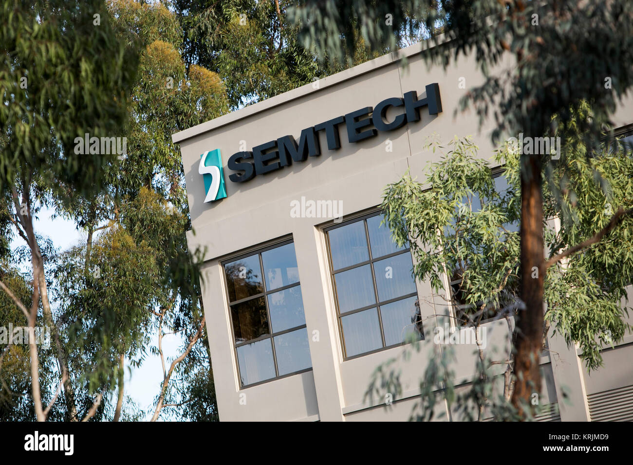 A logo sign outside of a facility occupied by Semtech in Irvine ...