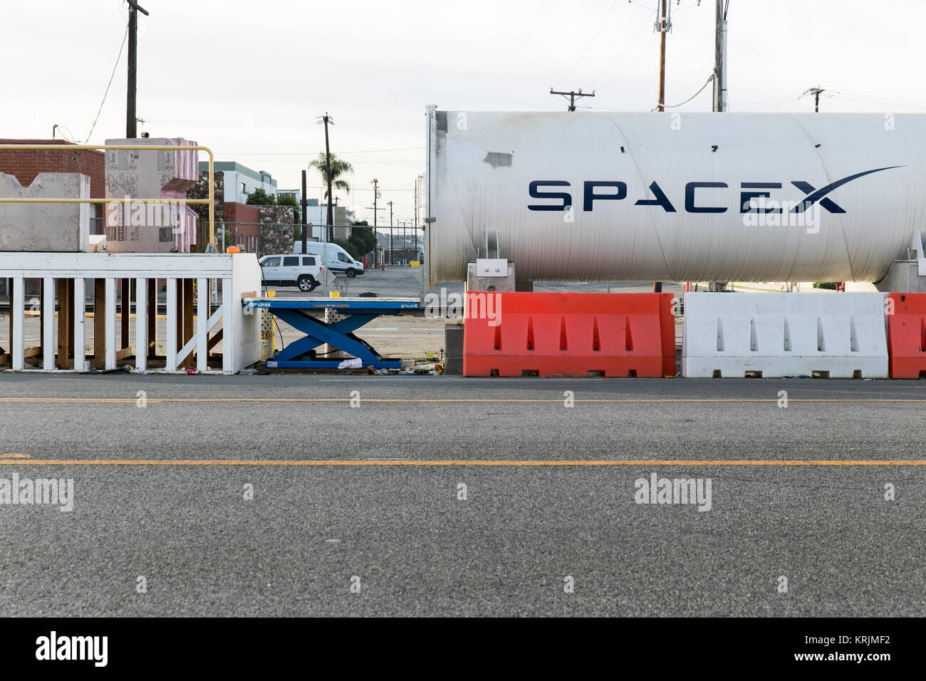 A logo sign on a Hyperloop test track outside of the headquarters of ...