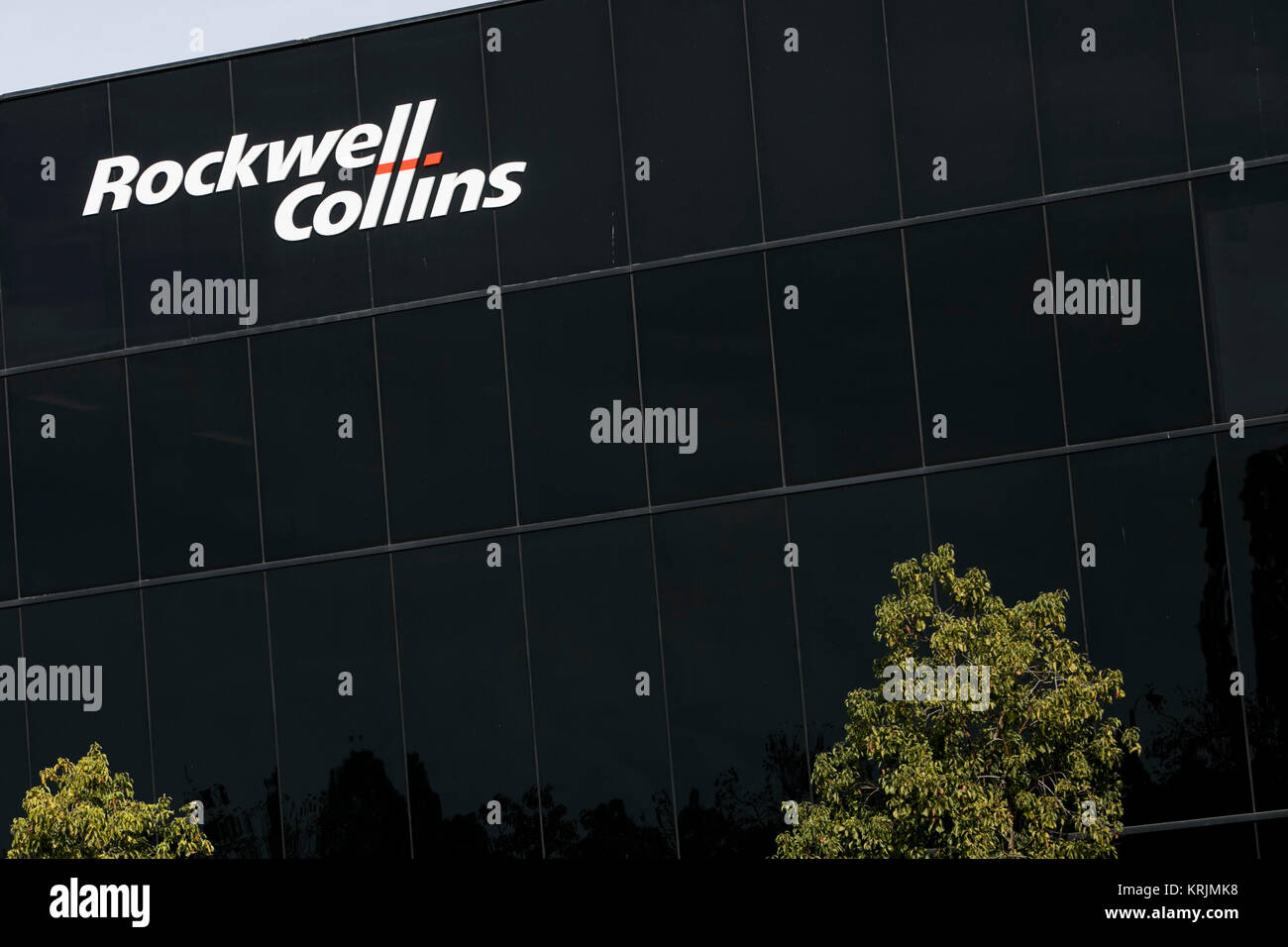 A logo sign outside of a facility occupied by Rockwell Collins, Inc., in Irvine, California, on ...