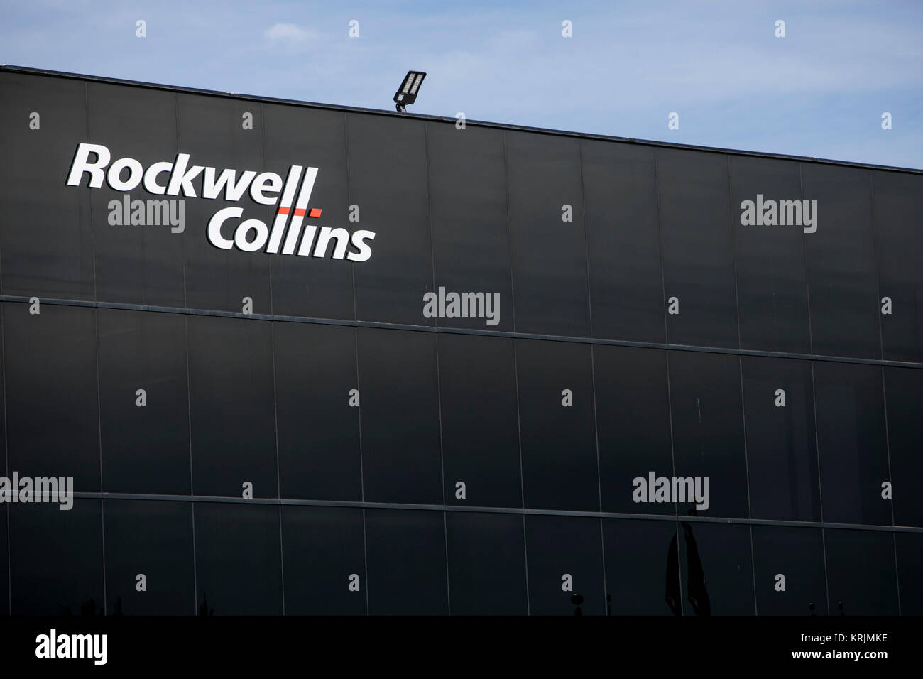 A logo sign outside of a facility occupied by Rockwell Collins, Inc ...
