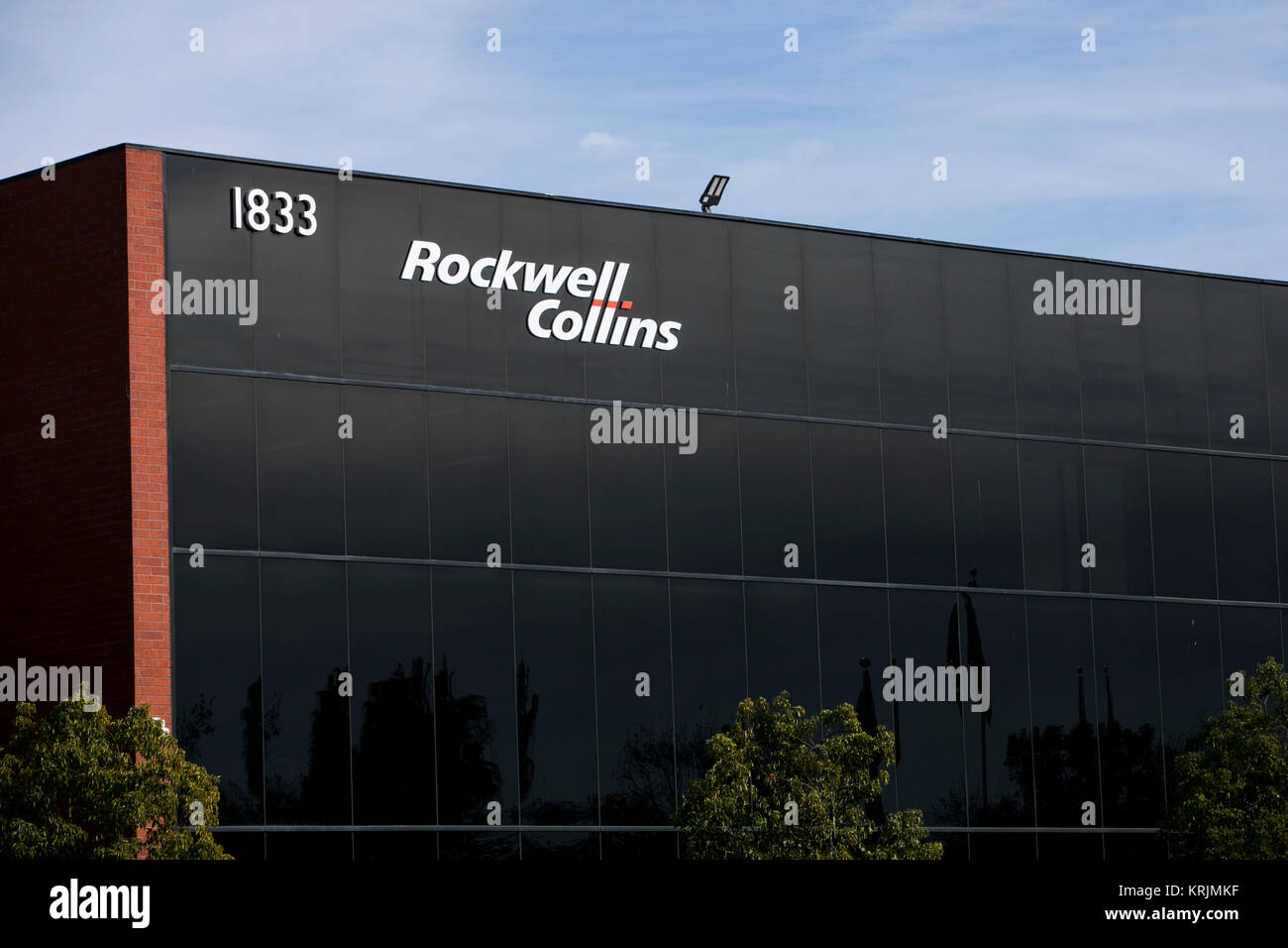 A logo sign outside of a facility occupied by Rockwell Collins, Inc ...